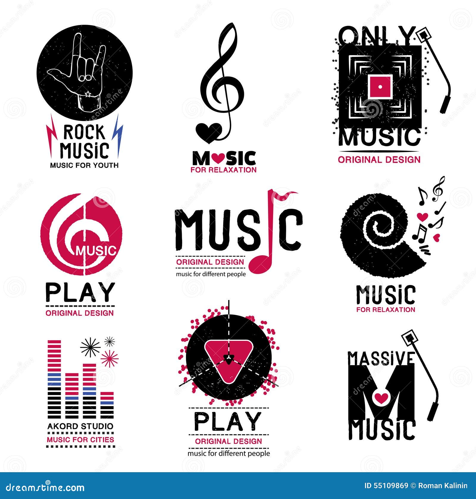 Satz Der Retro- Sammlung Musiklogos Und -embleme Vektor Abbildung ...