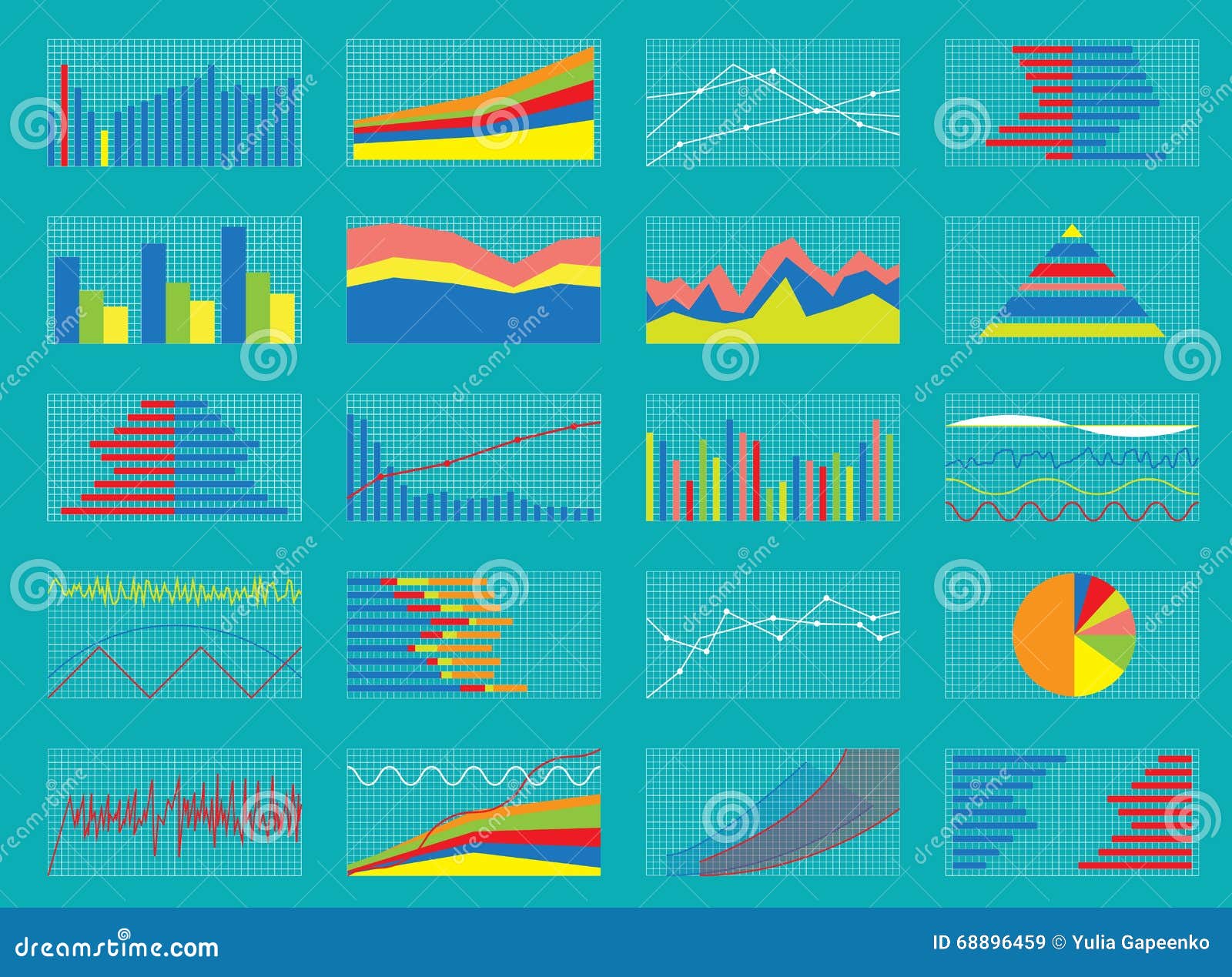 Satz Diagramme Und Diagramme Daten, Statistik, Informativ Vektor ...
