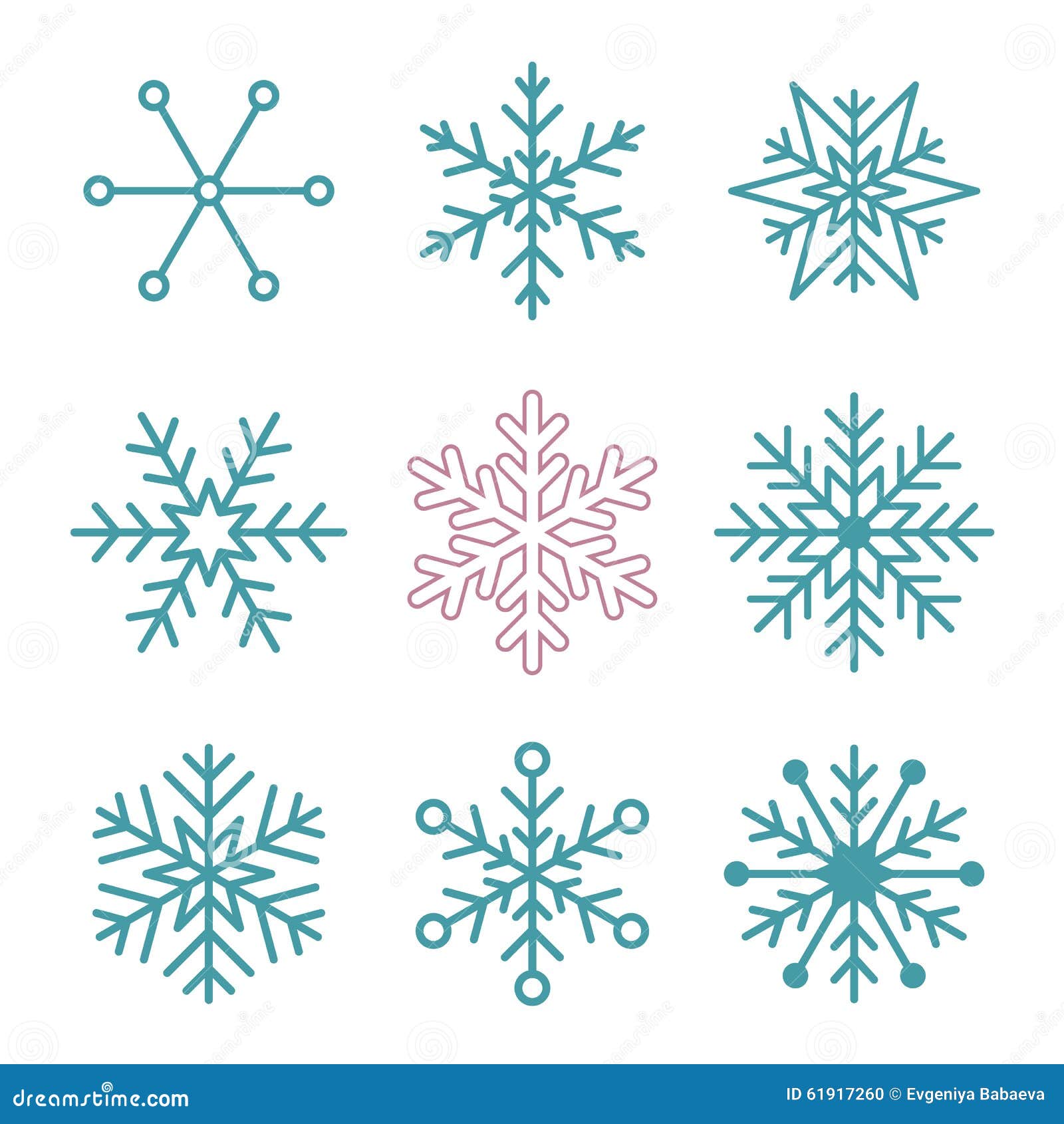 Satz Einfache Schneeflocken Vektor Abbildung - Illustration von ...