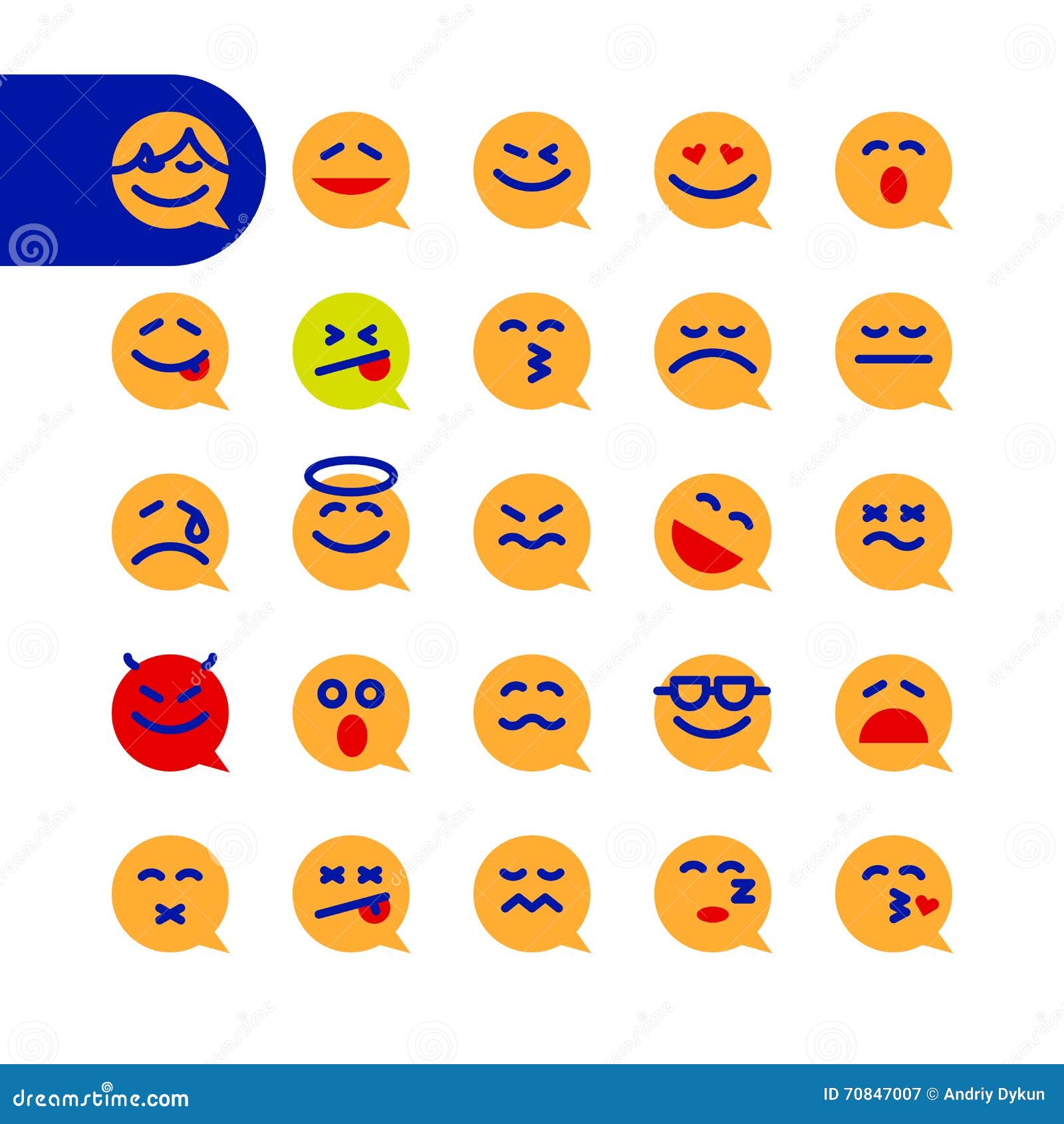 Satz Emoji Sprache-Blase Emoticons Vektor Abbildung - Illustration von ...