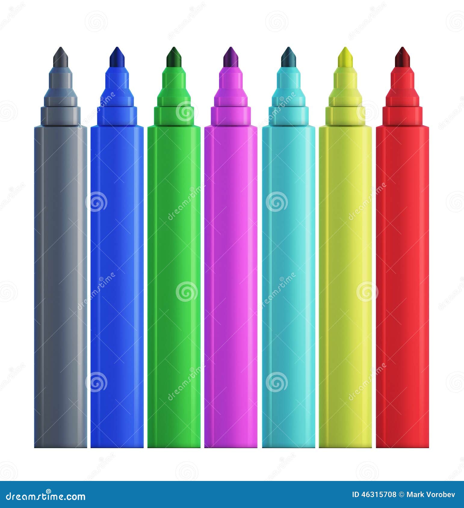 Satz farbige Filzstifte stock abbildung. Illustration von filz - 46315708