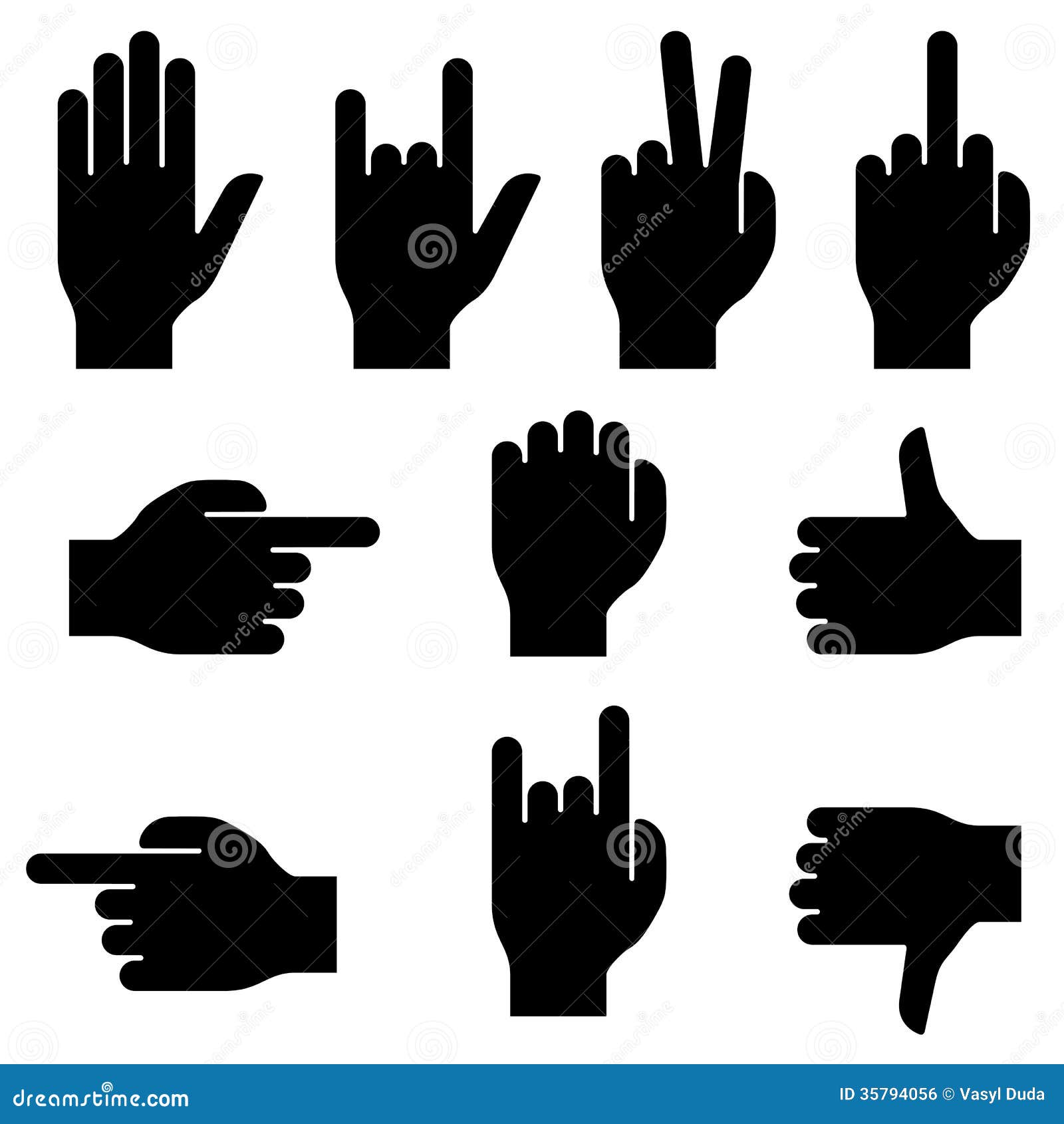 Satz Handzeichen. vektor abbildung. Illustration von hand - 35794056