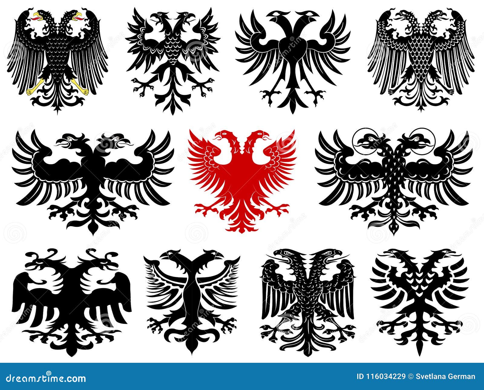 Satz Heraldische Deutsche Adler Vektor Abbildung - Illustration von ...