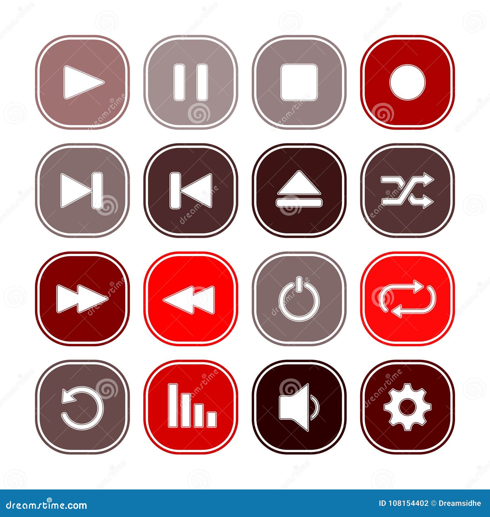 Satz Ikonen Mit Multimedia-Spieler-Symbolen Vektor Abbildung ...