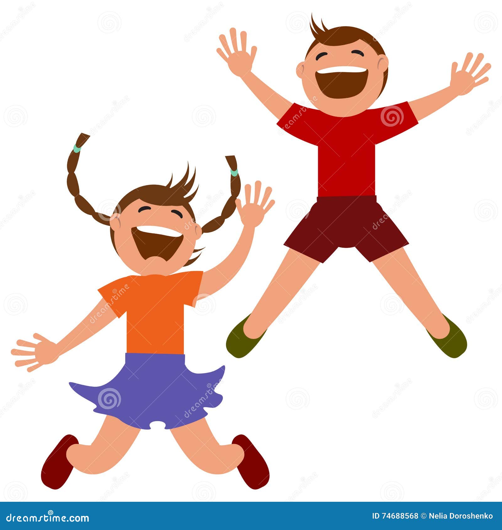 Satz Kinder, Die Mit Freude Springen Vektor Abbildung - Illustration ...