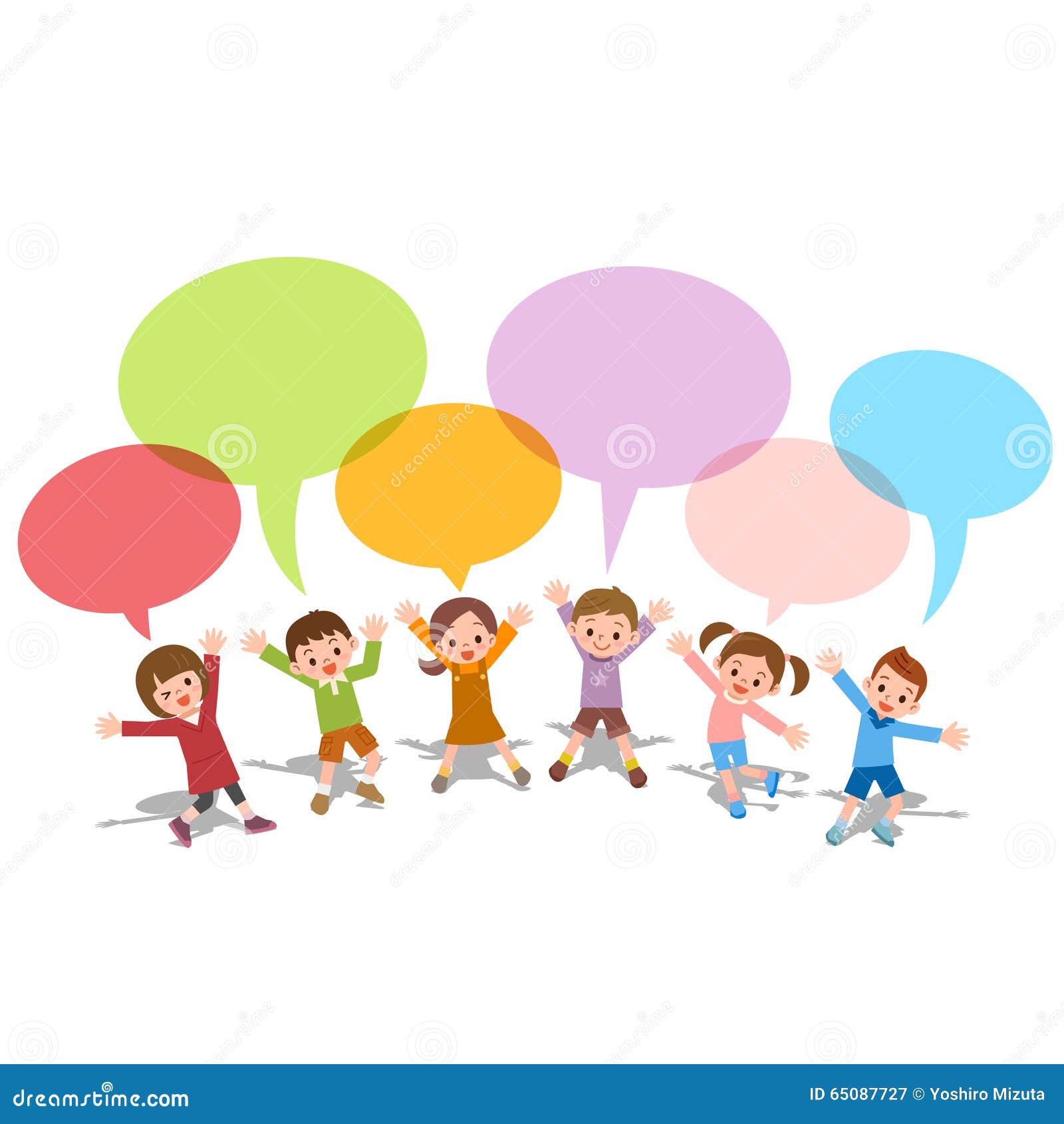 Satz Kinder Mit Bunter Dialogrede Sprudelt Vektor Abbildung ...