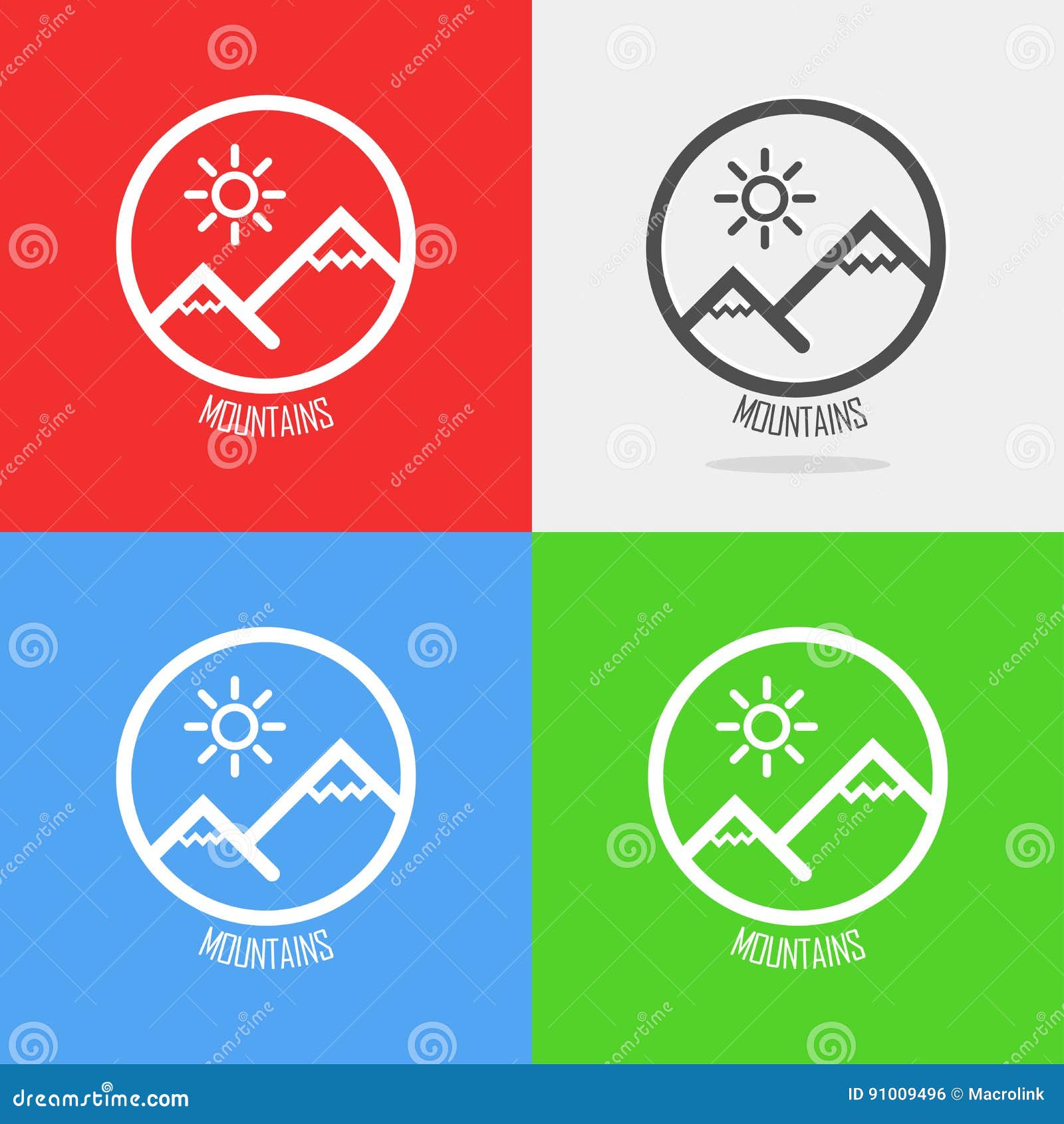 Satz Logos Mit Schweizer Alpen Vektor Abbildung - Illustration von ...