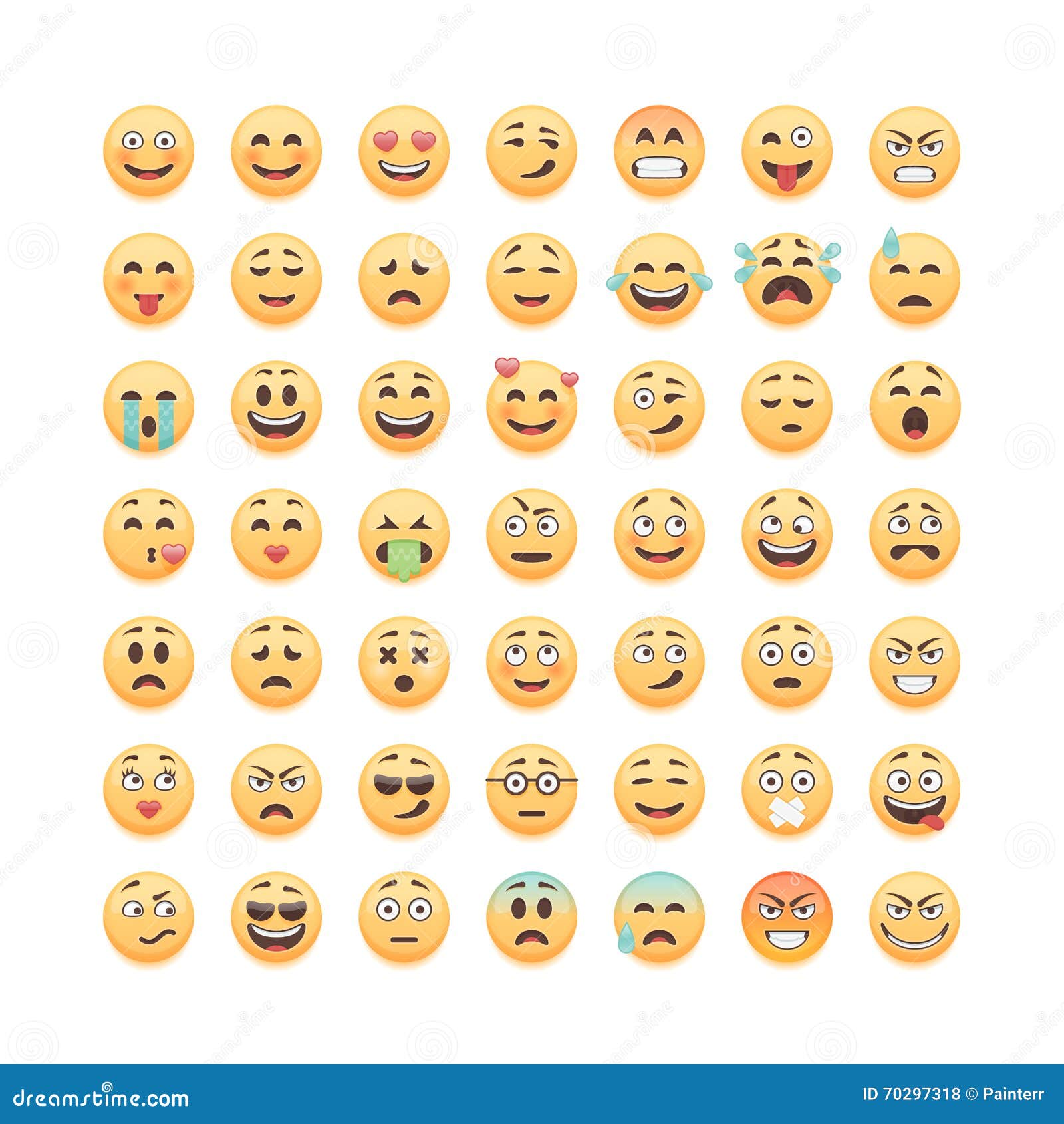 Satz Nette Smiley Emoticons, Emoji Vektor Abbildung - Illustration von ...