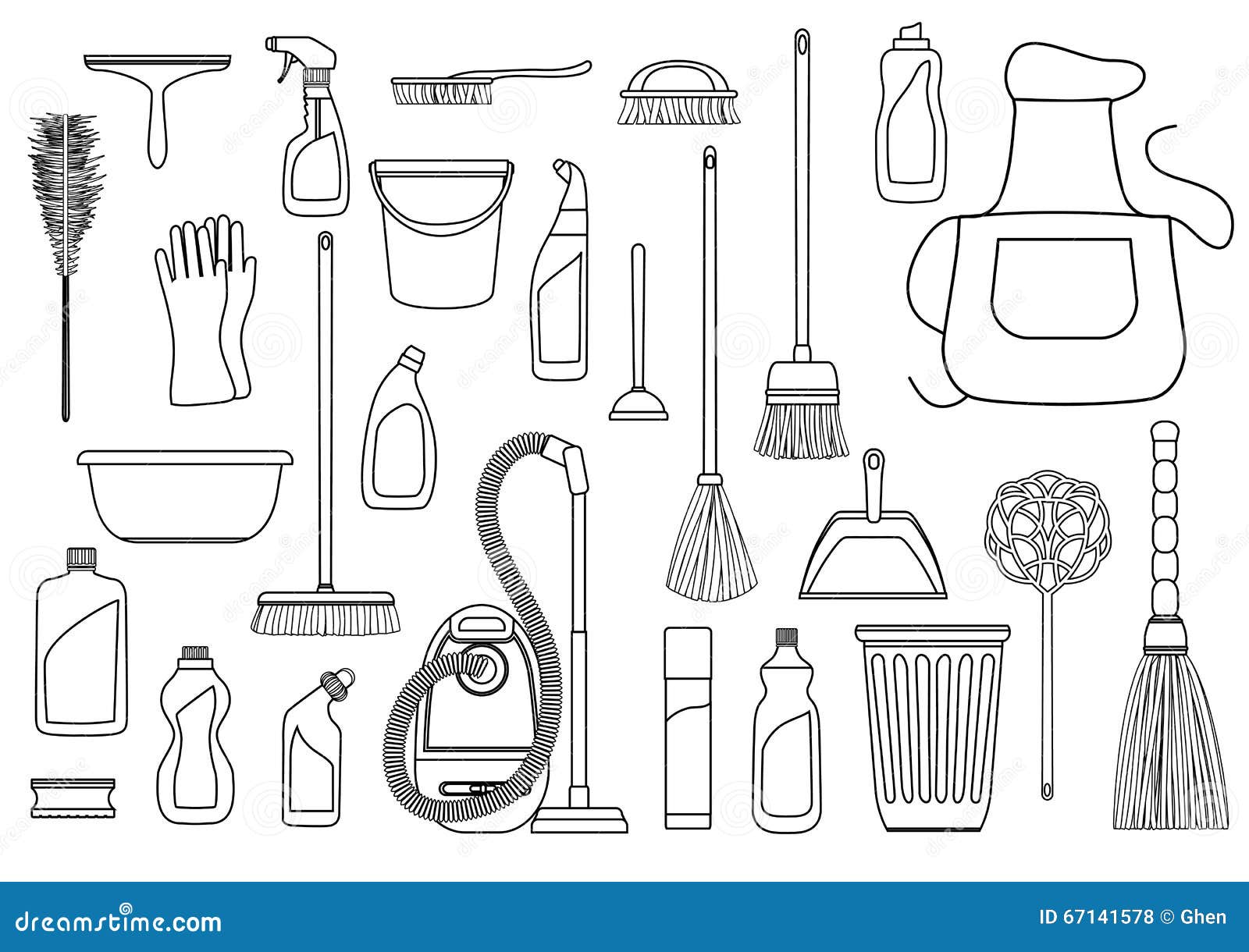 Satz Putzzeug vektor abbildung. Illustration von inländisch - 67141578