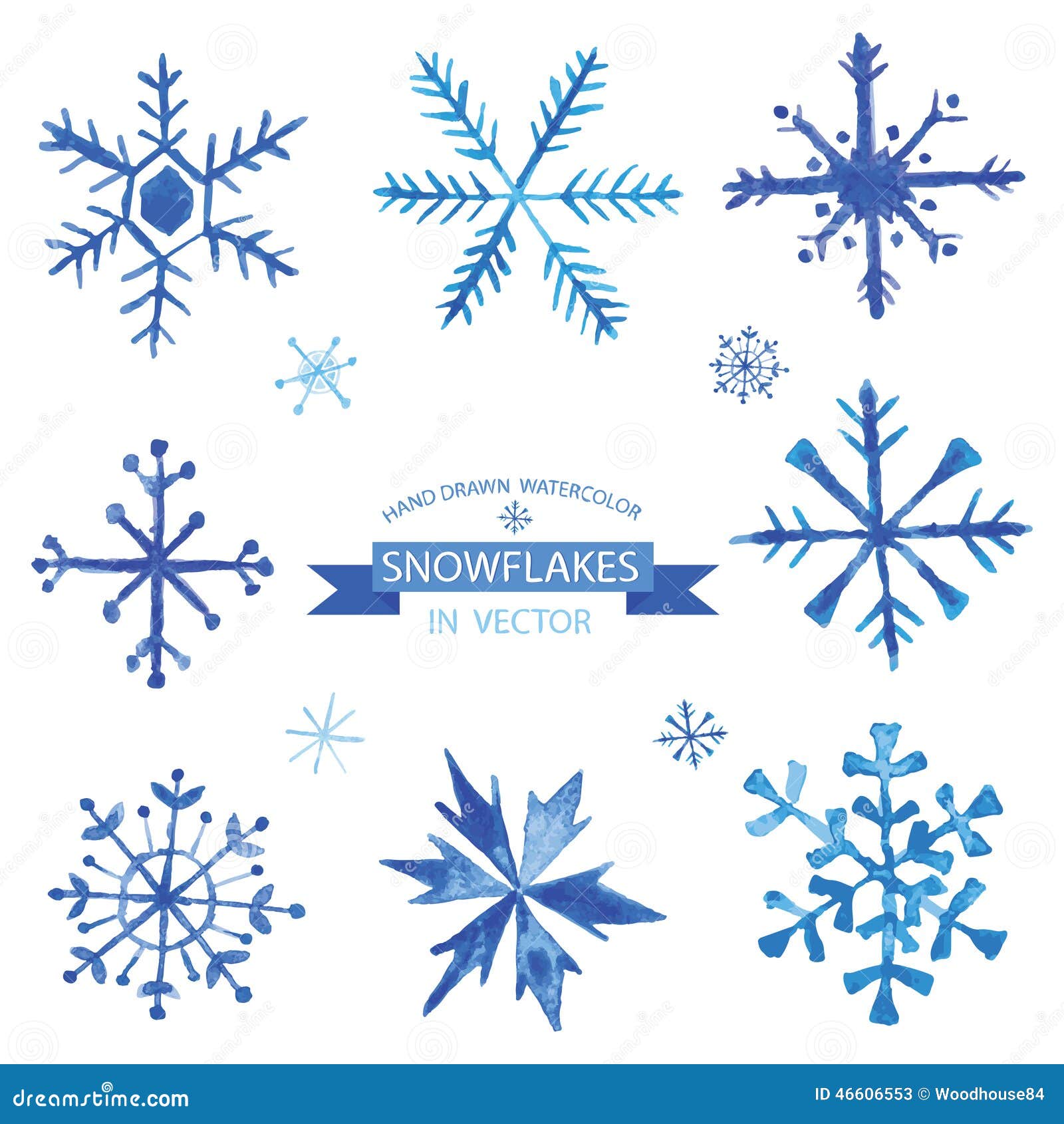 Satz Schneeflocken Im Aquarell Vektor Abbildung - Illustration von ...