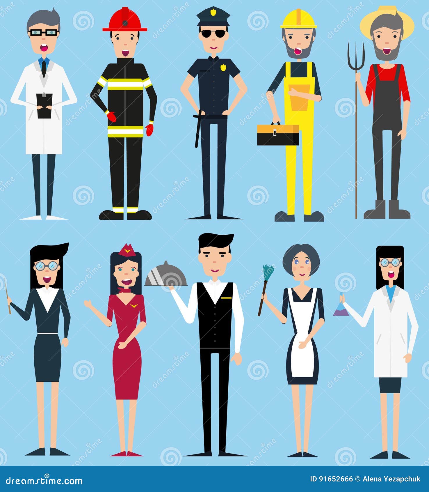 Satz verschiedene Berufe vektor abbildung. Illustration von beruf ...