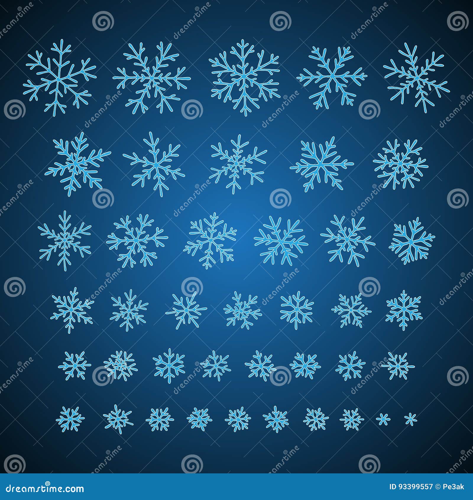 Satz Verschiedene Von Hand Gezeichnete Schneeflocken Vektor Abbildung ...