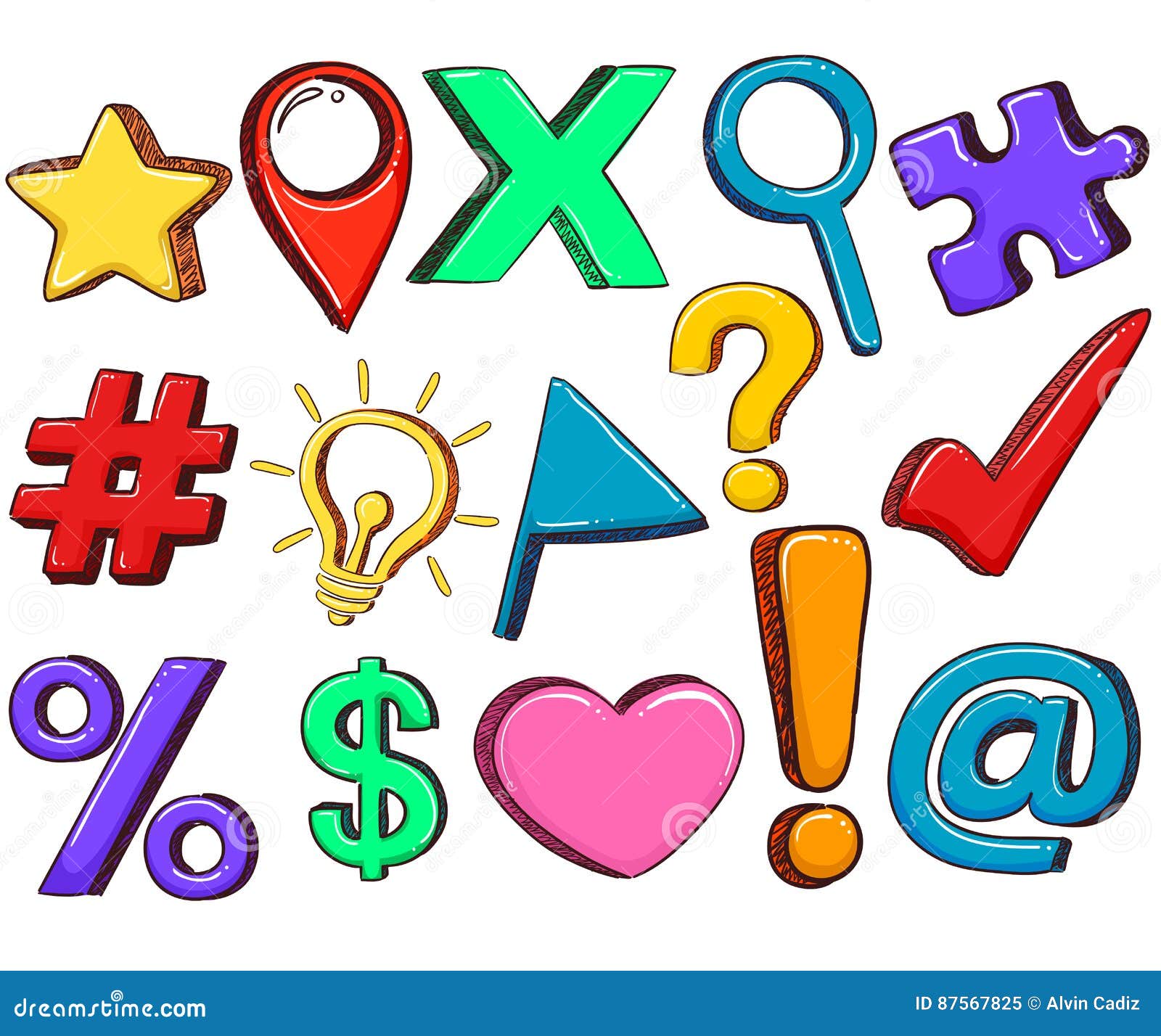 Satz Verschiedene Zeichen Und Symbol-Elemente Vektor Abbildung ...