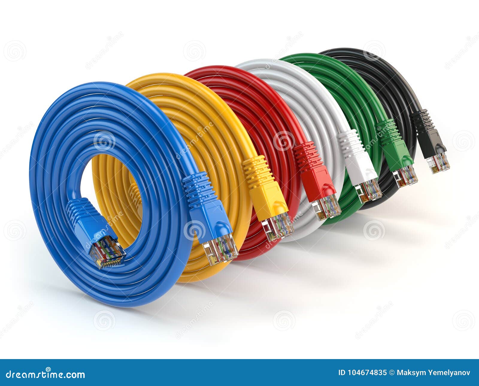 Satz Von Buntem Von LAN-Network Connection Ethernet-Kabeln Zwischen ...