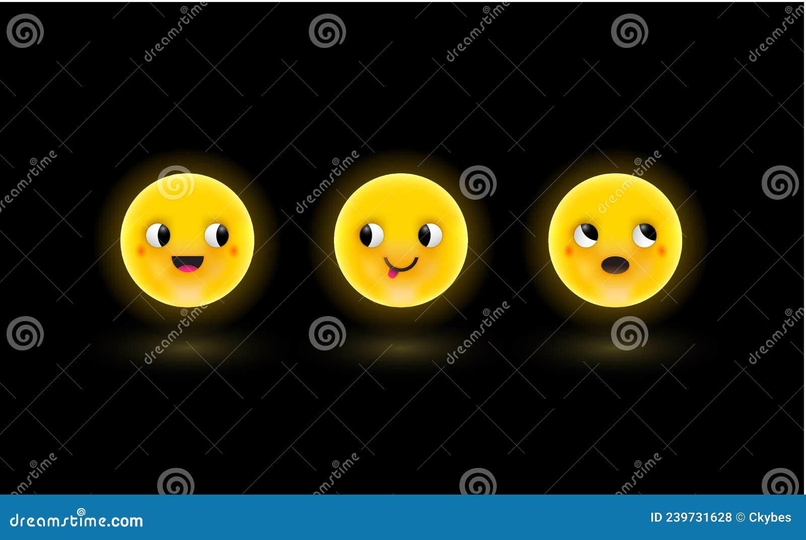 Satz Von Emoticons Oder Emoji-3d-Vektorgrafik Vektor Abbildung ...