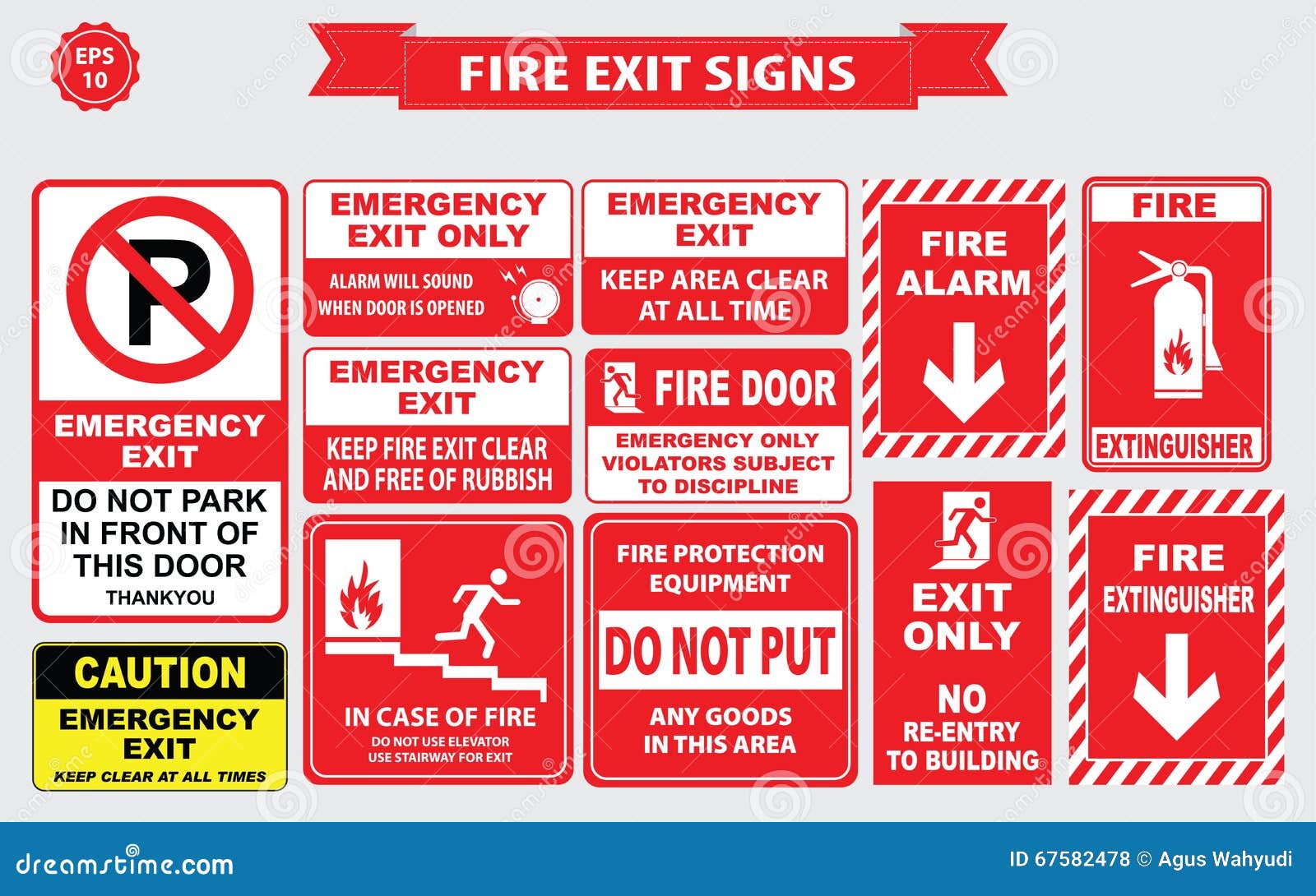 Satz von Fluchtweg Zeichen stock abbildung. Illustration von ausgang ...