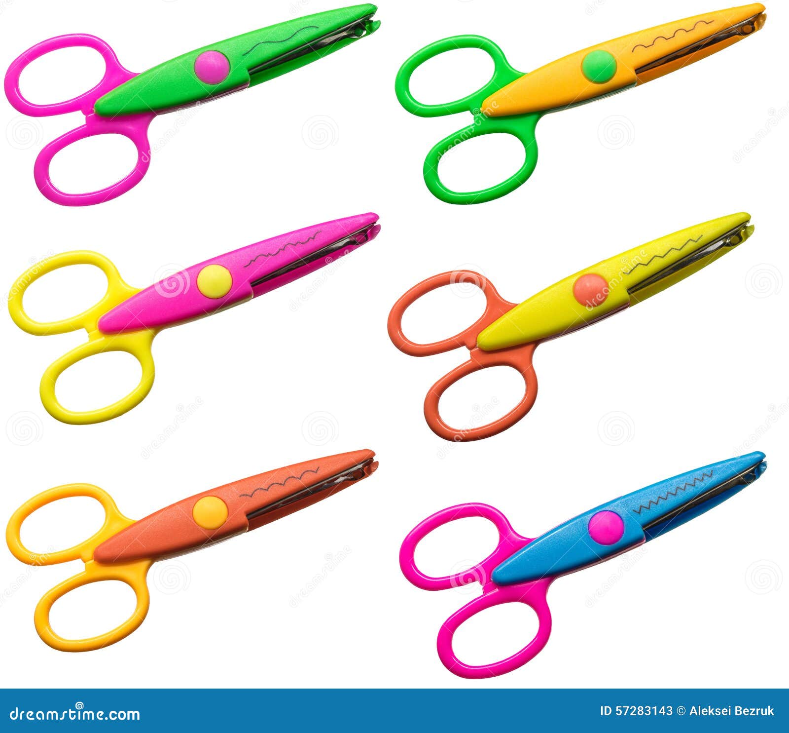 Satz Von Sechs Scheren in Den Verschiedenen Farben Stockbild - Bild von ...