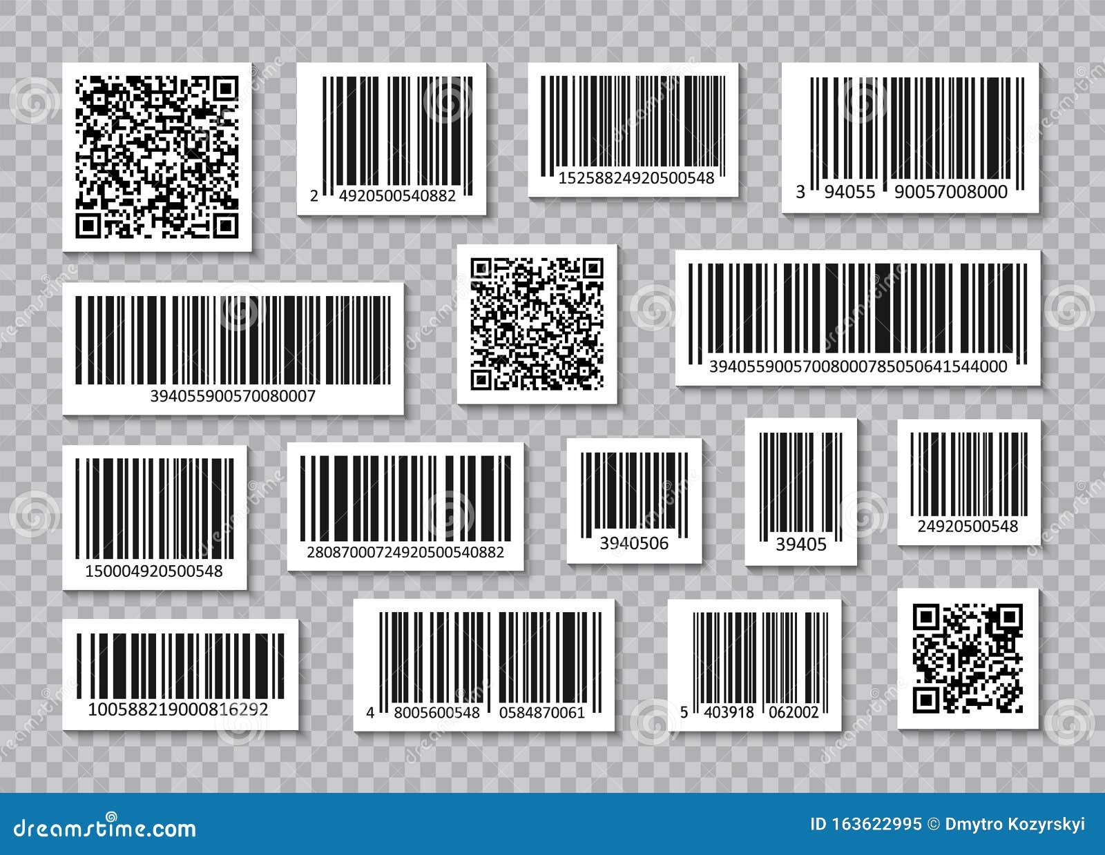 Satz Von Strichcode- Und Qr-Codes Codeletikett Barcodeerfassung Digitales Marketing ...