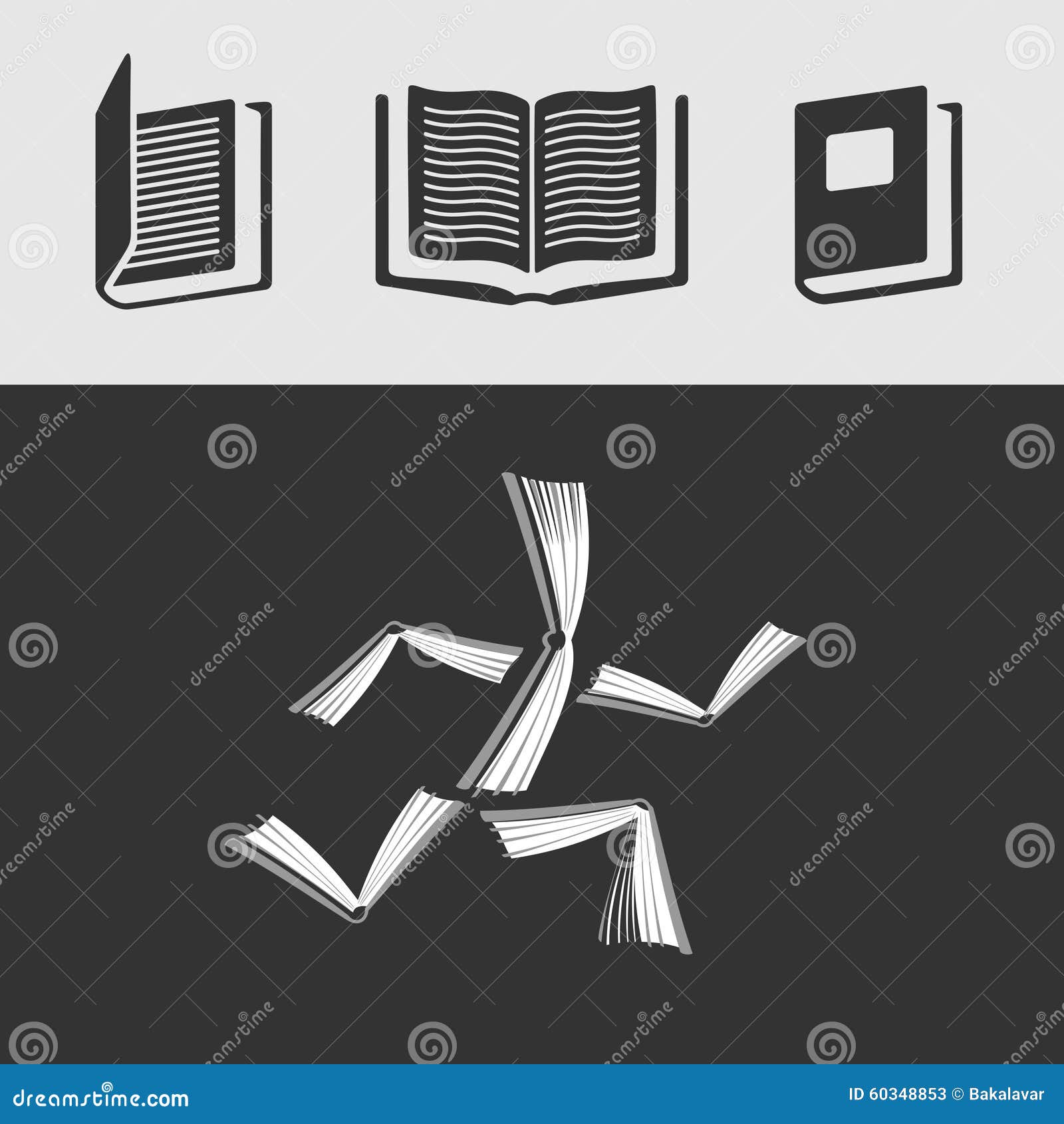 Satz von Symbole Buch vektor abbildung. Illustration von einstellen ...