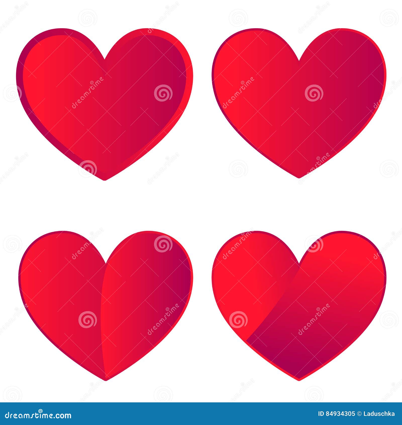 Satz Von Vier Roten Herzen Auf Weiß Vektor Abbildung - Illustration von ...