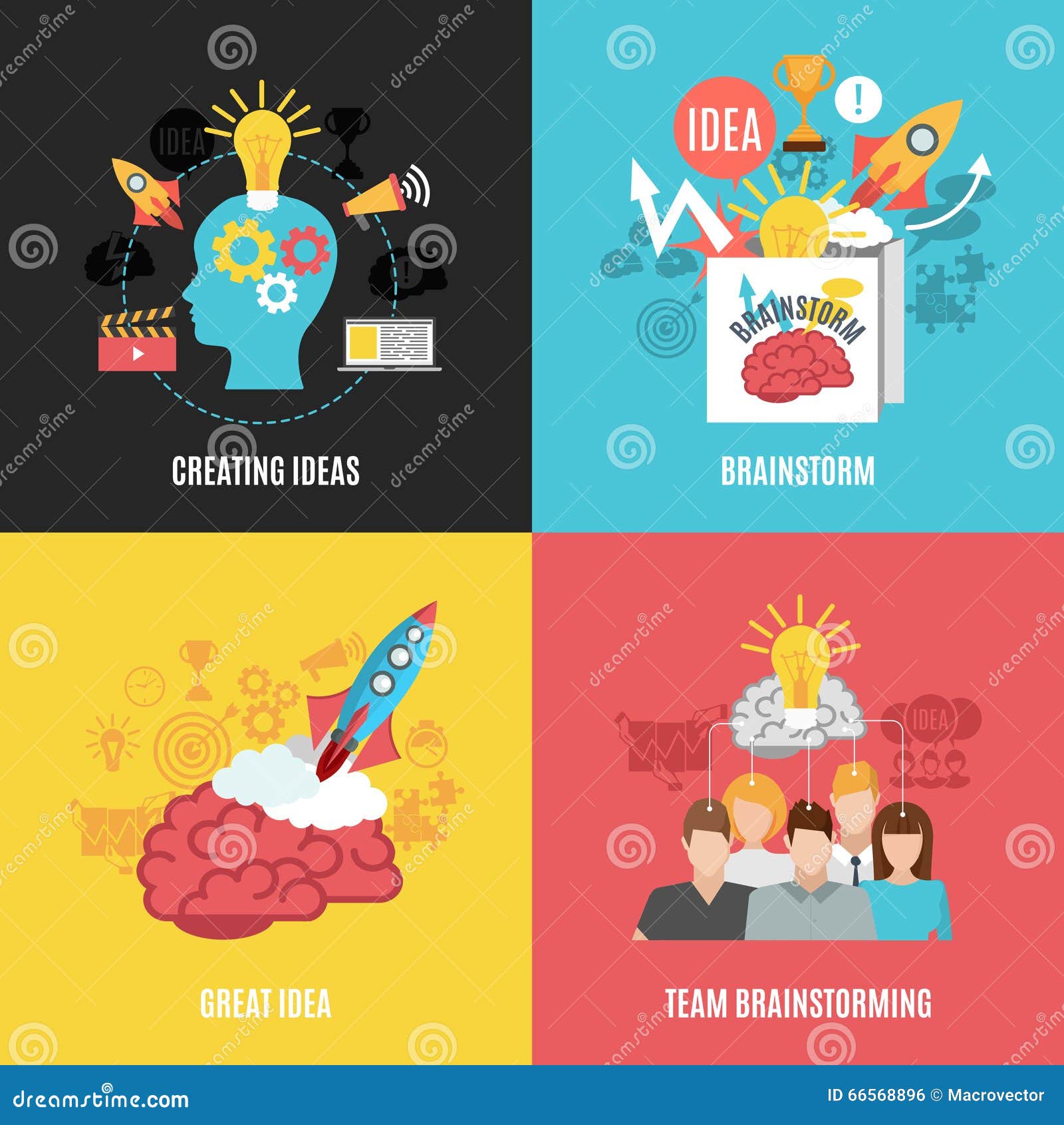 Satz Zusammensetzungen Des Geistesblitz-2x2 Vektor Abbildung ...