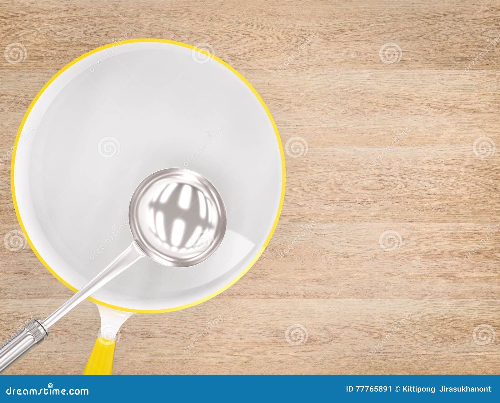 Sauce Pan with Ladle Top View Stock Illustration - Illustration of ...