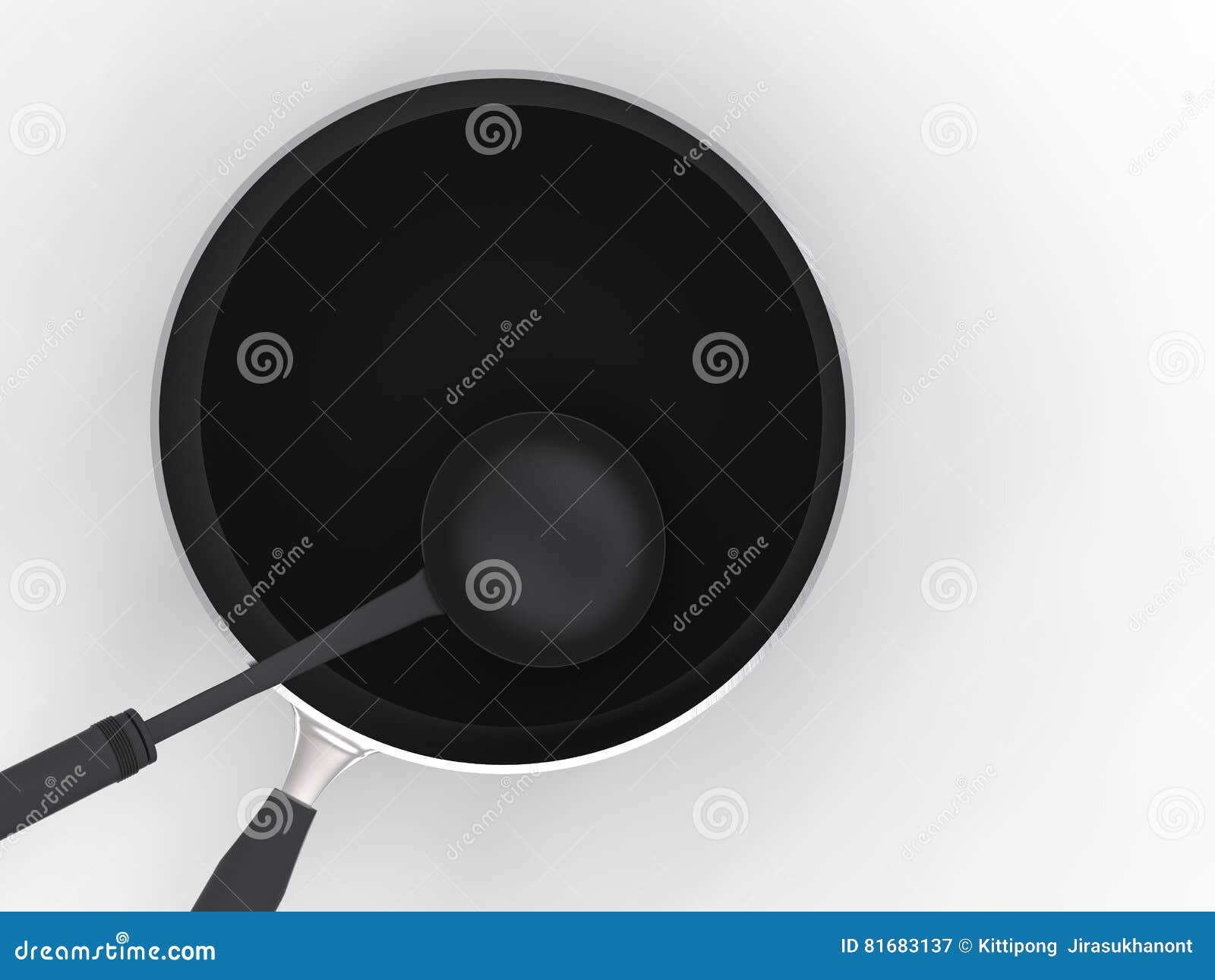 Sauce Pan with Ladle Top View Stock Illustration - Illustration of pots ...