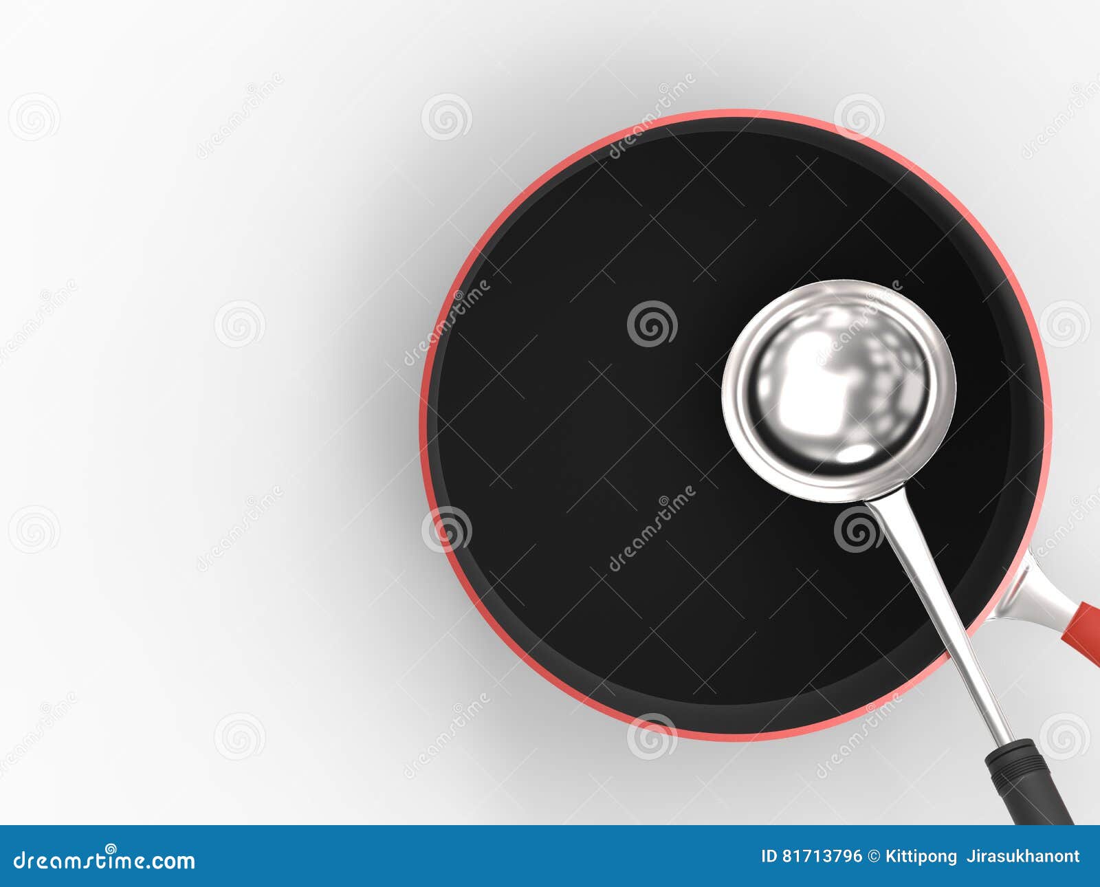 Sauce Pan with Ladle Top View Stock Illustration - Illustration of pots ...