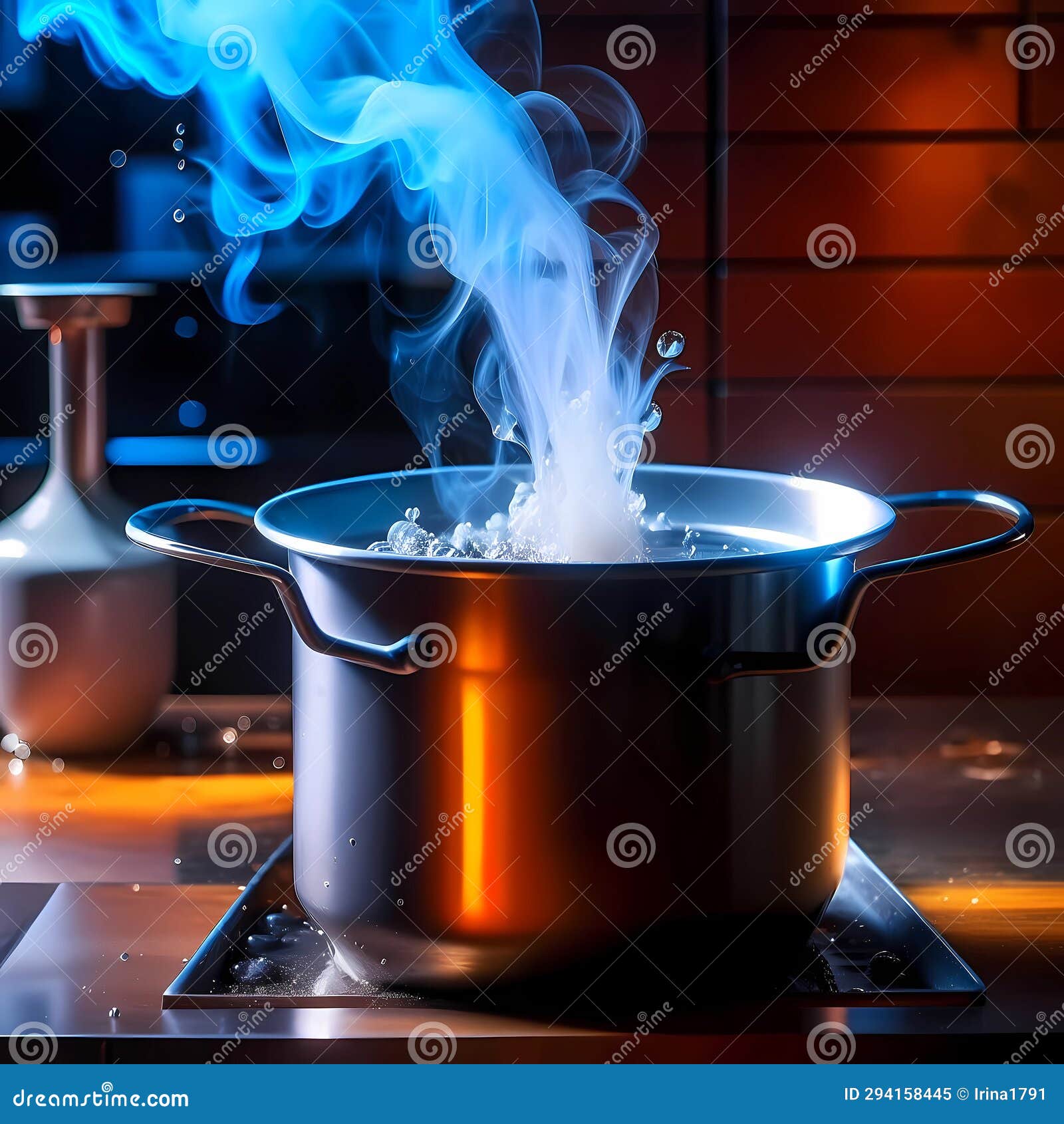 A Saucepan of Boiling Water Stock Illustration - Illustration of ...
