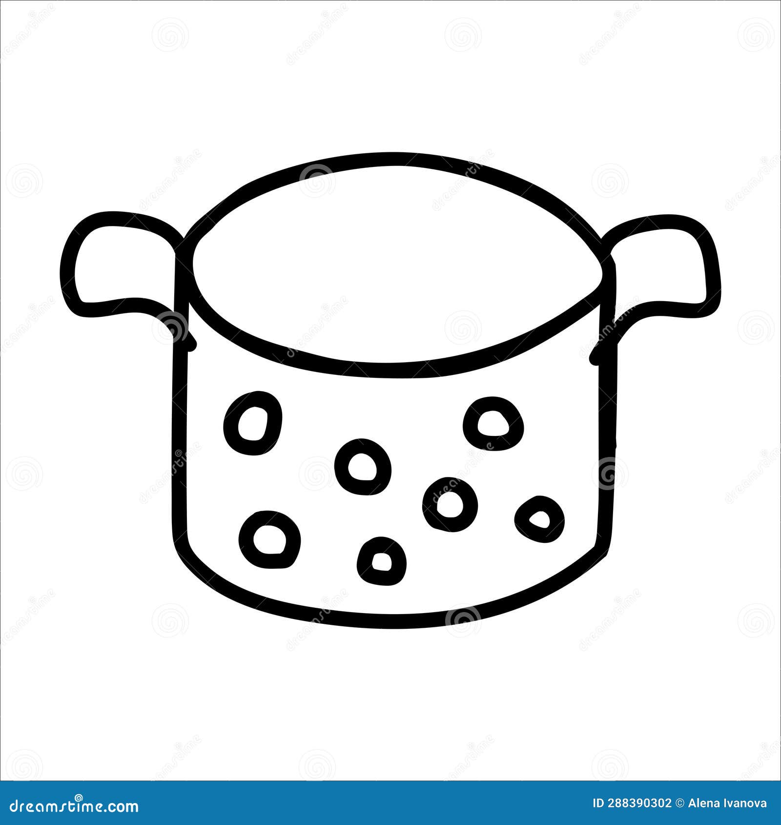 Saucepan Vector Doodle Hand Drawn Illustration Isolated on White Stock ...