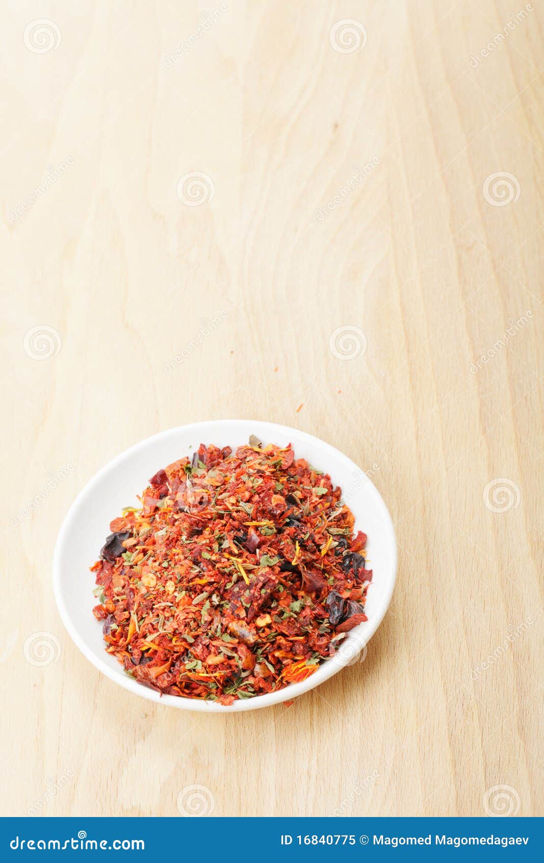 Saucer with Spice Mixture for Rice Courses on Wood Stock Image - Image ...