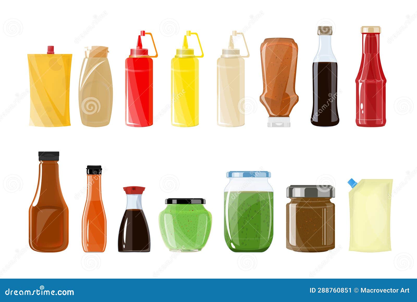 Sauces Bottles Set stock vector. Illustration of tomato - 288760851