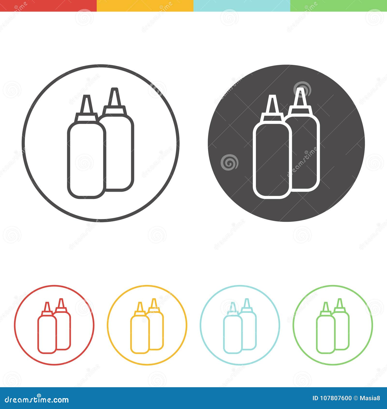 Sauces Icons In Glass Jars And Bottles. Cooking Ingredients And ...