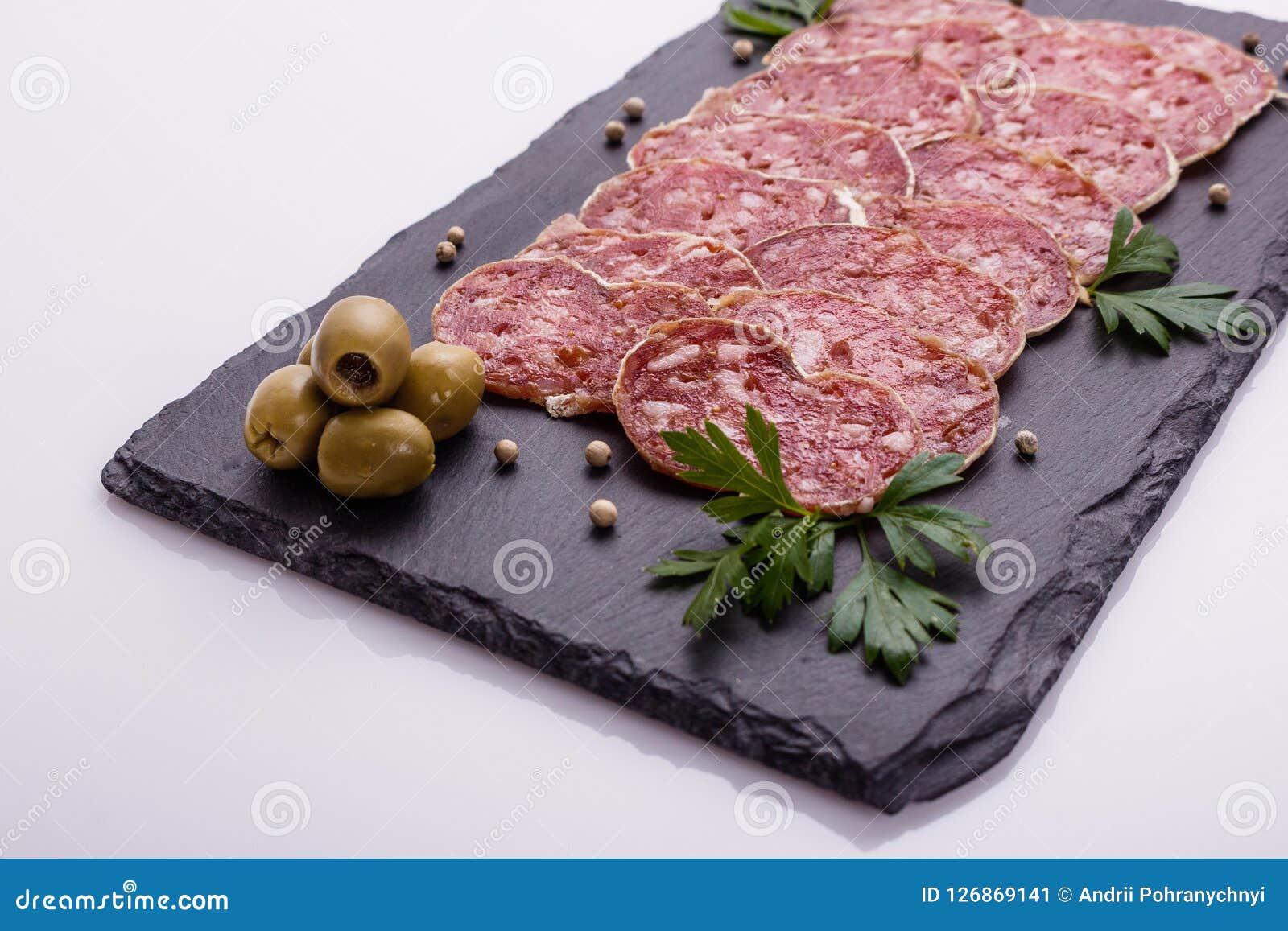 Saucisson Sec Delicious French Salami on a White Background Stock Image ...