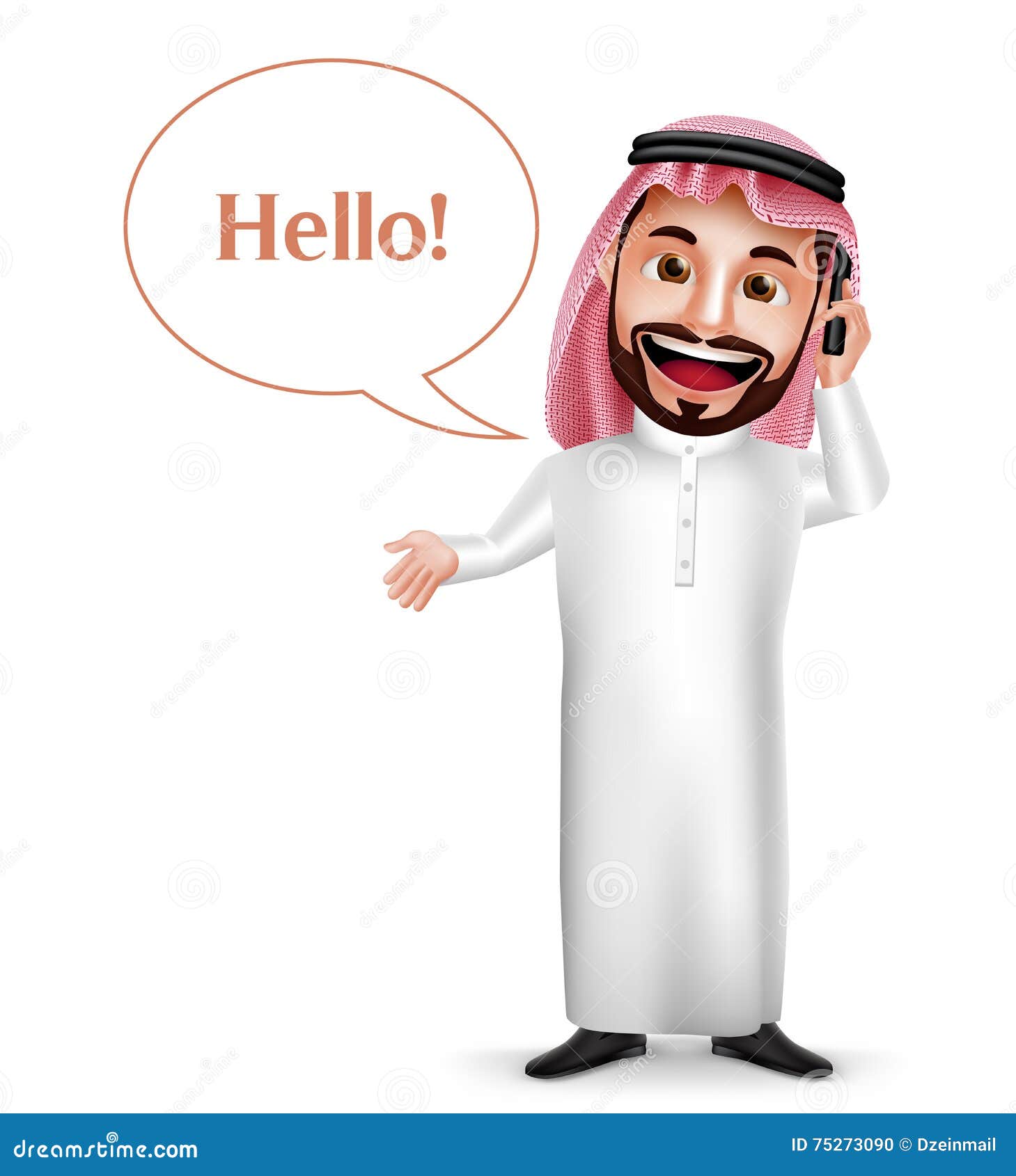 Saudi Arab Man Vector Character Holding Mobile Phone Calling Stock ...