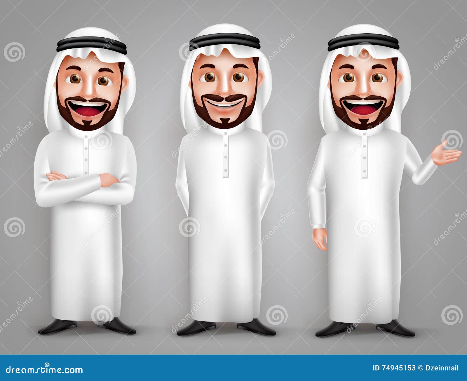 Saudi Arab Man Vector Character Set With Different Friendly Gesture ...