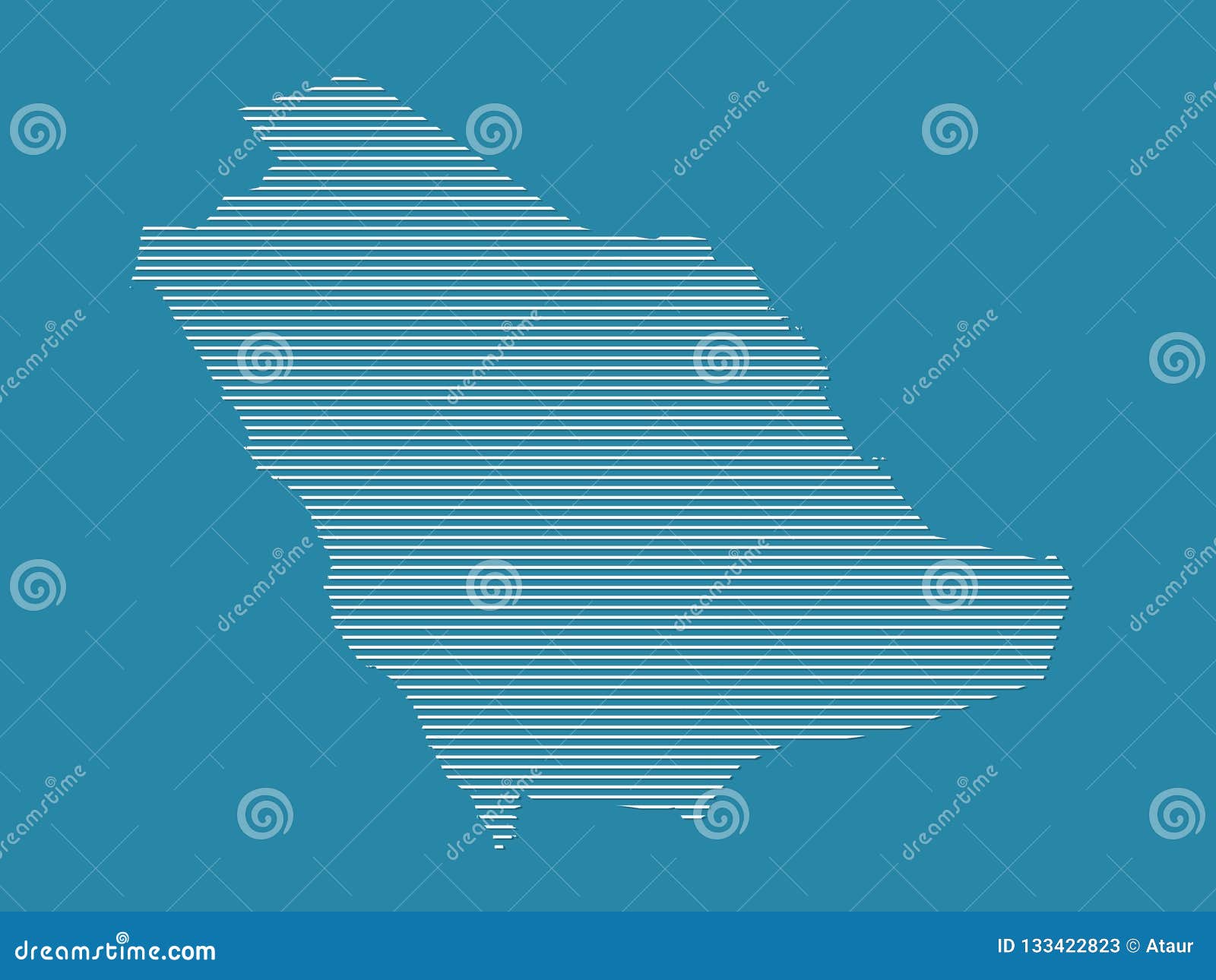 Saudi Arab Map Vector Illustration Using White Straight Lines On Blue ...