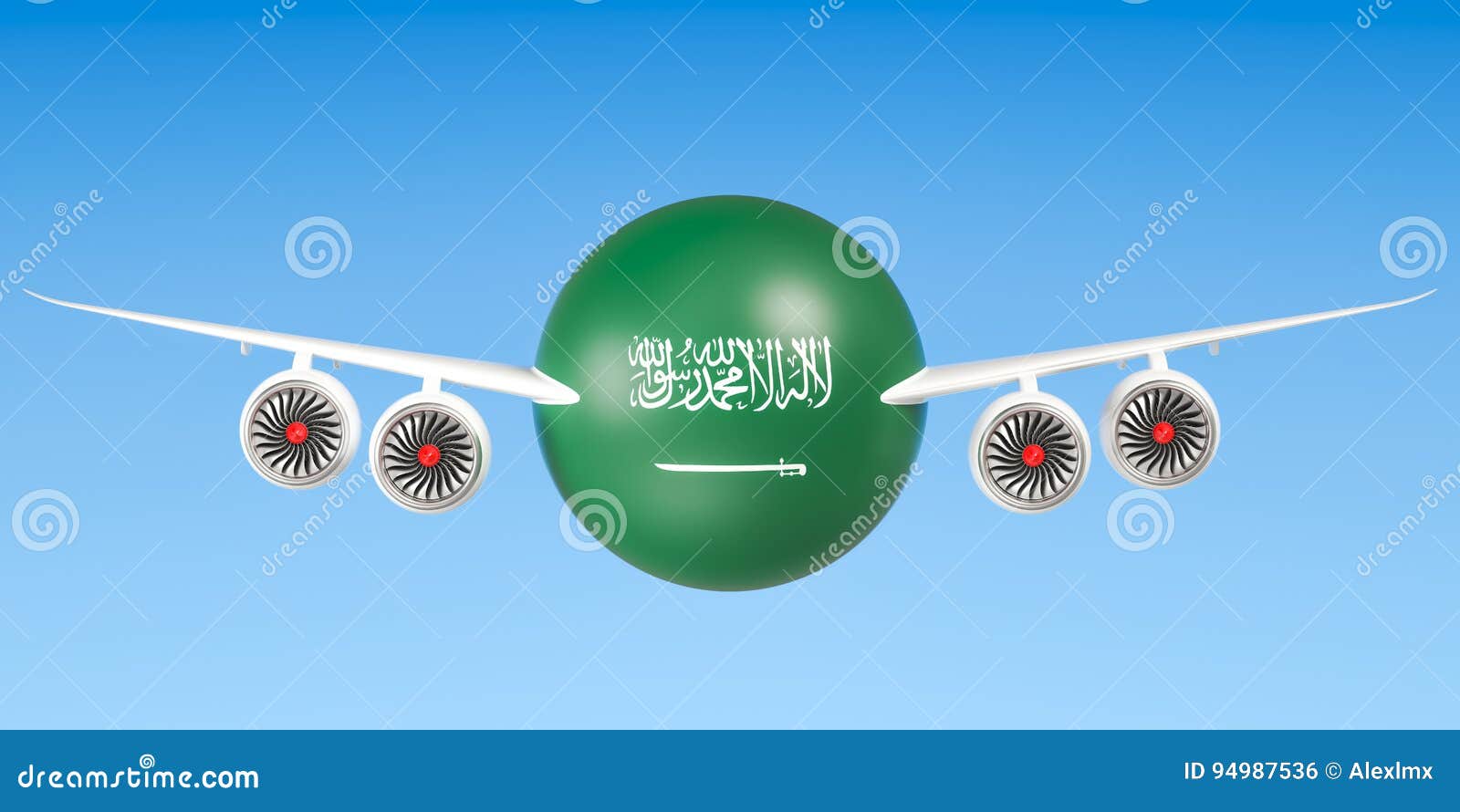 Saudi Arabia Airlines and Flying`s Concept. 3D Rendering Stock ...