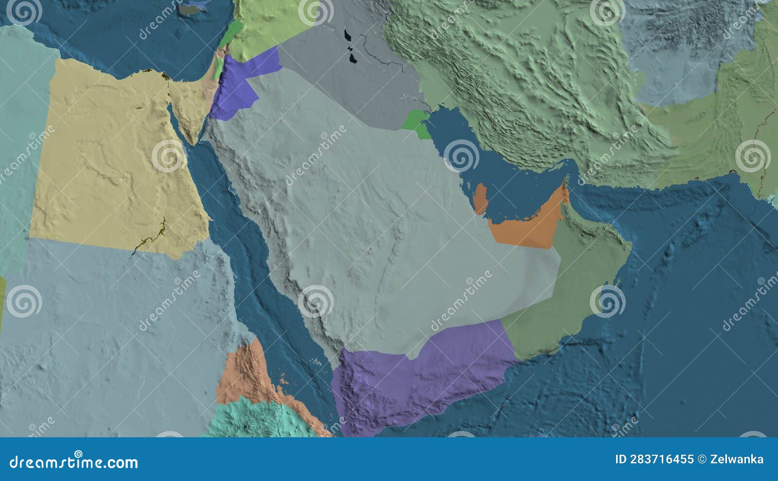 Saudi Arabia Area. Administrative Map Stock Illustration - Illustration ...