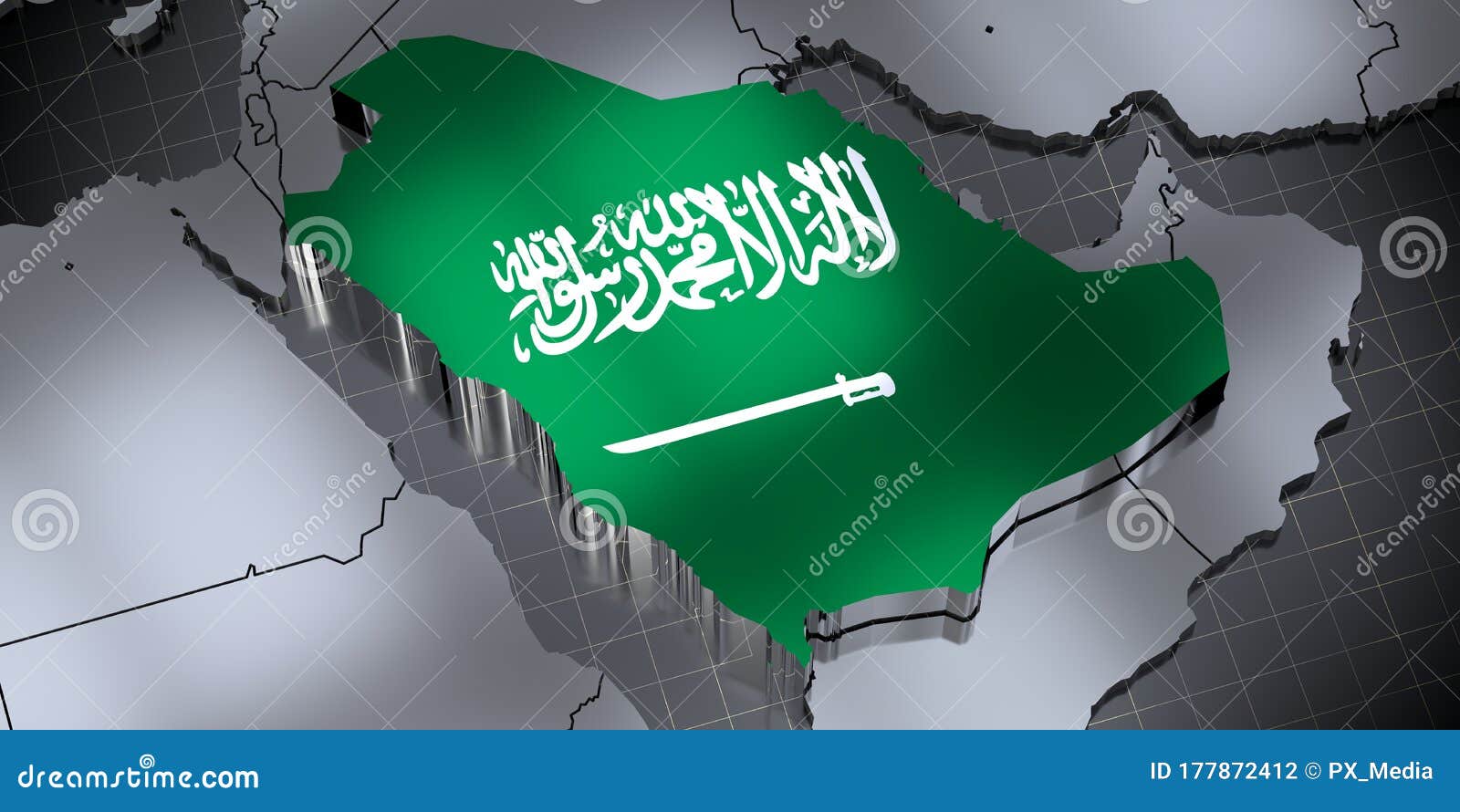Saudi Arabia - Borders and Flag Stock Illustration - Illustration of ...