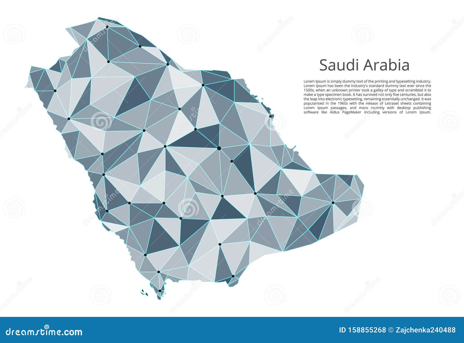 Saudi Arabia Communication Network Map. Vector Low Poly Image of a ...