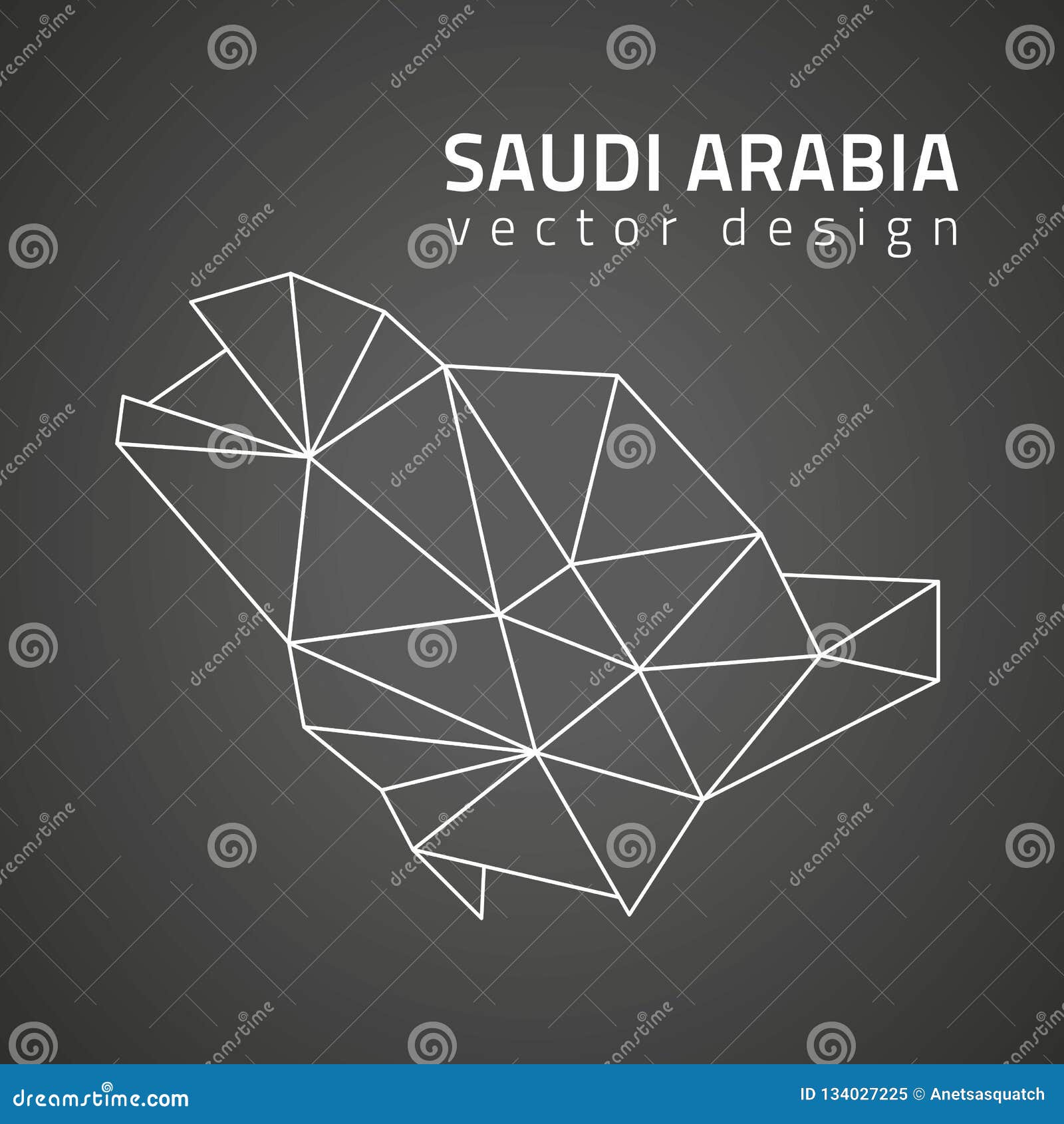 Saudi Arabia Dark Vector Contour Triangle Perspective Map Stock Vector ...