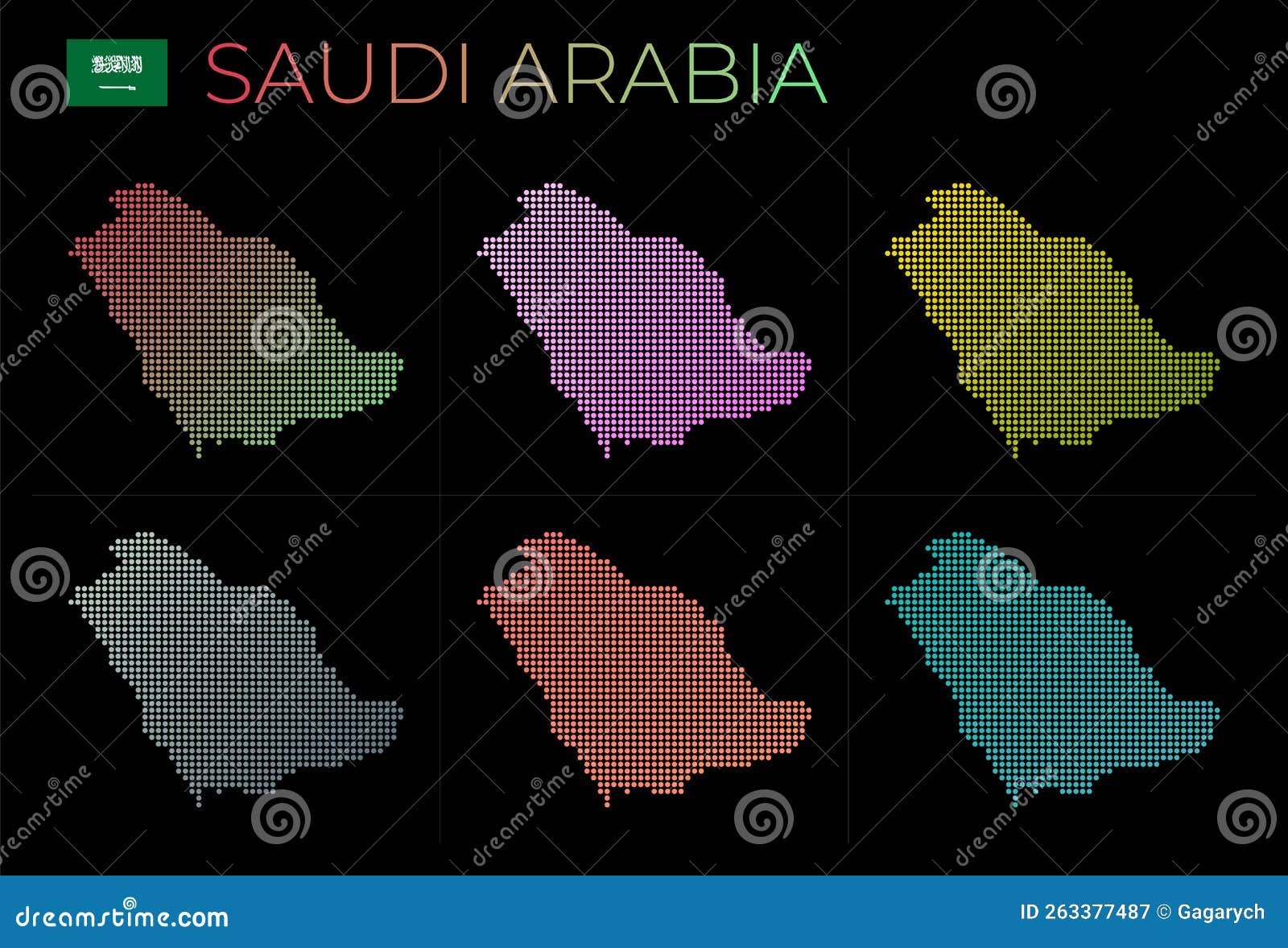Saudi Arabia Dotted Map Set. Stock Vector - Illustration of border ...