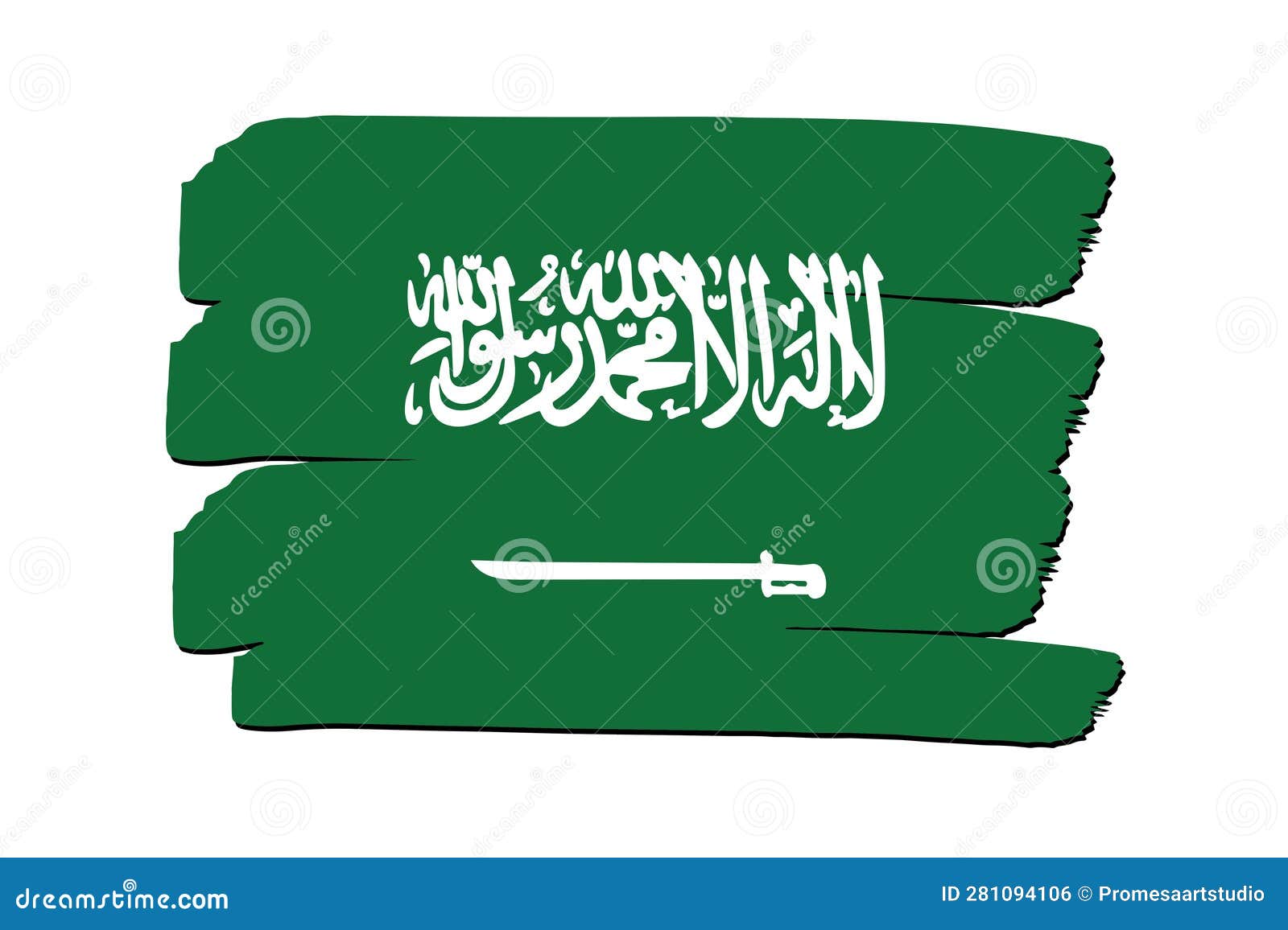 Saudi Arabia Flag with Colored Hand Drawn Lines in Vector Format Stock ...