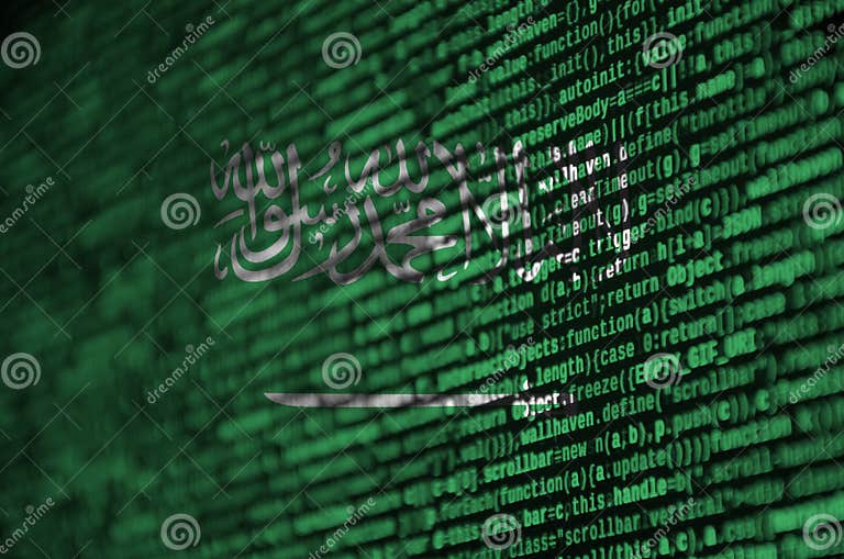 Saudi Arabia Flag is Depicted on the Screen with the Program Code. the ...