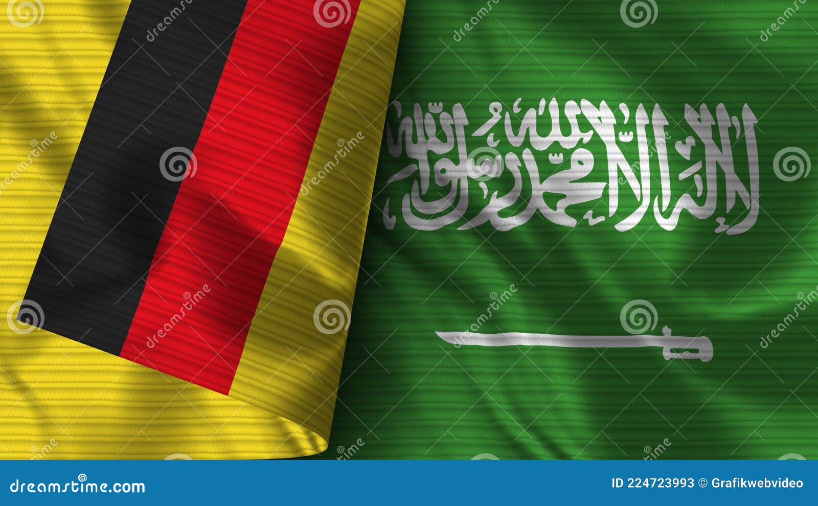 Saudi Arabia and Germany Realistic Flag â€“ Fabric Texture Illustration ...