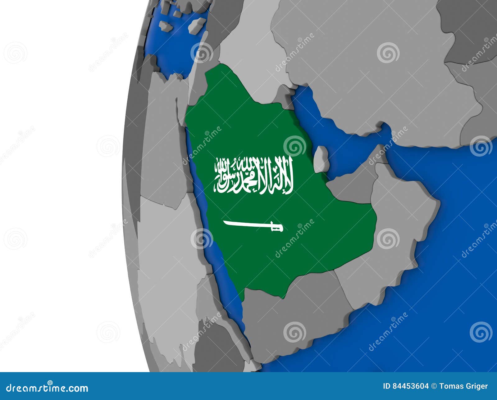 Saudi Arabia on globe stock illustration. Illustration of travel - 84453604