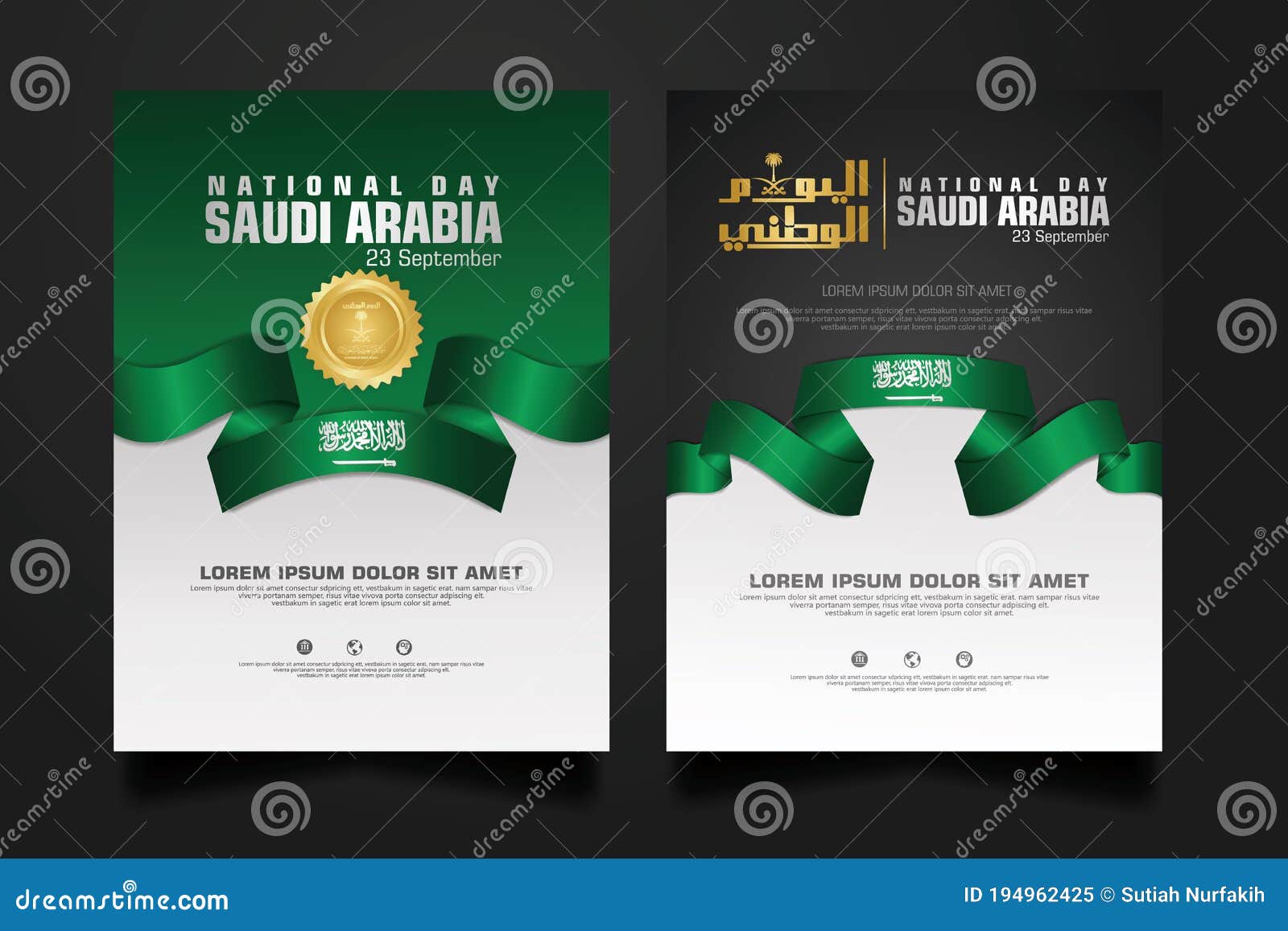 Saudi Arabia Happy National Day Background Template with Arabic ...