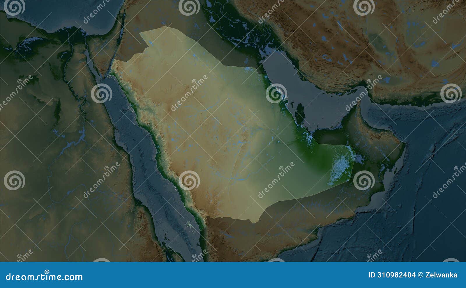 Saudi Arabia Highlighted. Physical Stock Illustration - Illustration of ...