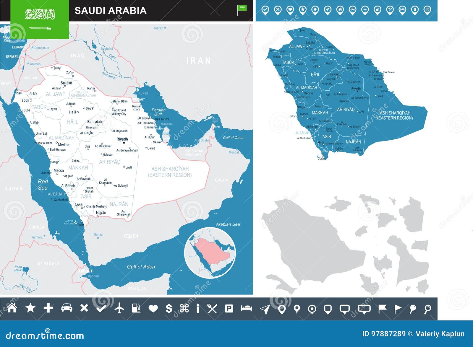 Saudi Arabia - Infographic Map and Flag Illustration Stock Illustration ...